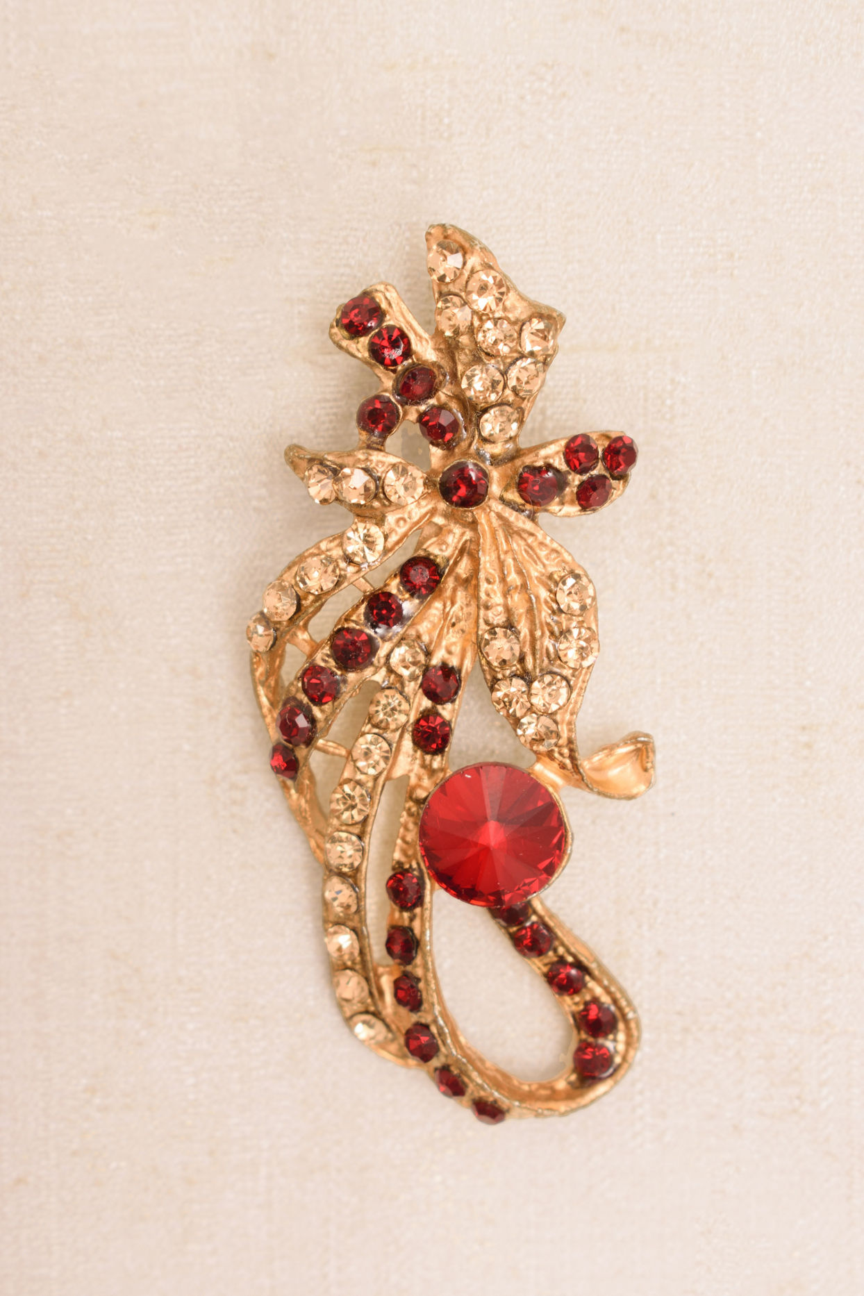 Buy Ruby Red Stone Embedded Floral Brooch Online in India @Manyavar ...