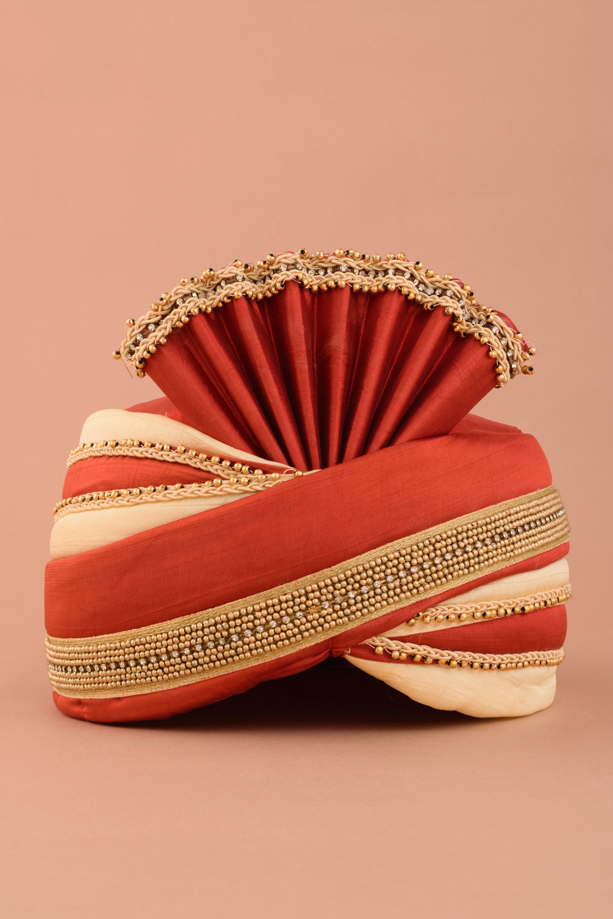 Buy Fiery Red Safa with Embellished Paisley Brooch Online in India ...