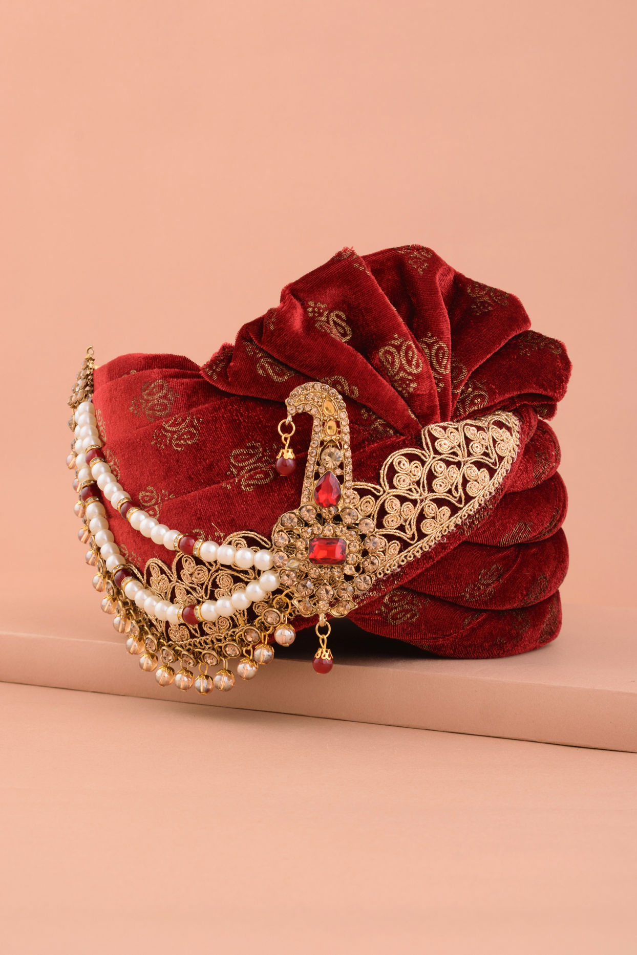 Buy Maroon Designer Safa Perfect For Wedding Online in the USA ...