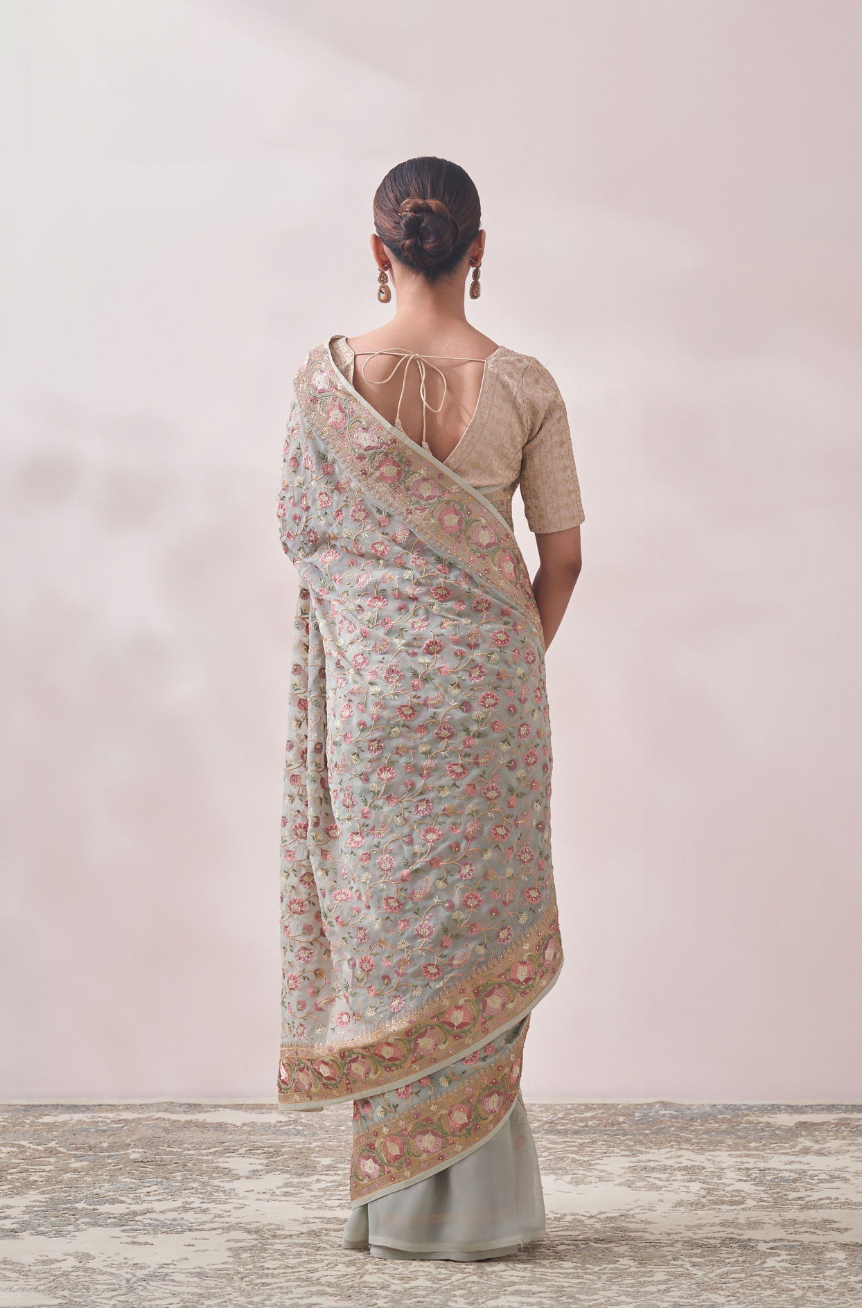 Buy Light Turquoise Saree with Multicoloured Border Online in the USA ...