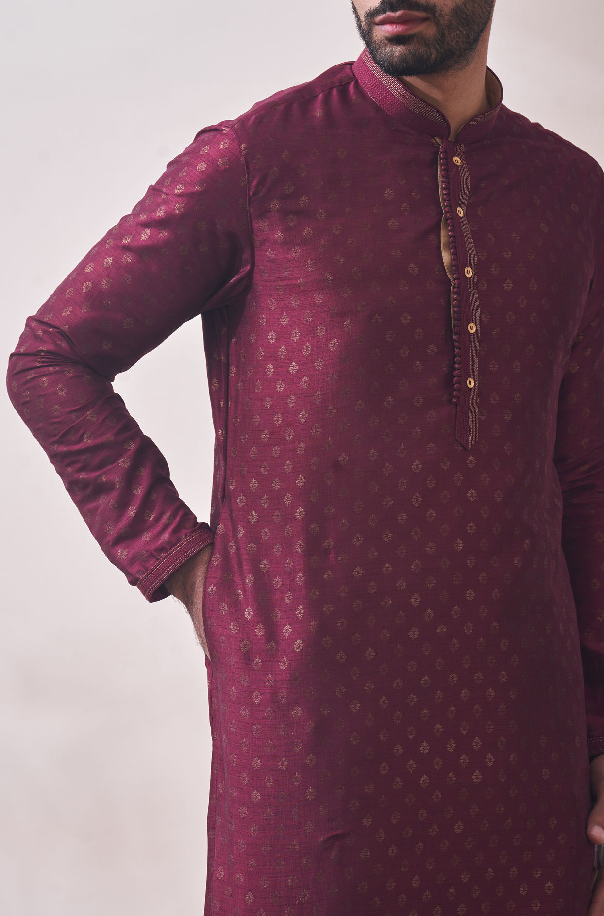 Buy Royal Maroon Printed Kurta Set Online in India @Manyavar - Kurta ...