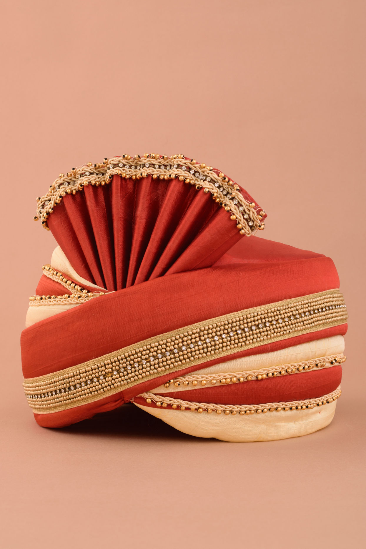 Buy Fiery Red Safa with Embellished Paisley Brooch Online in India ...