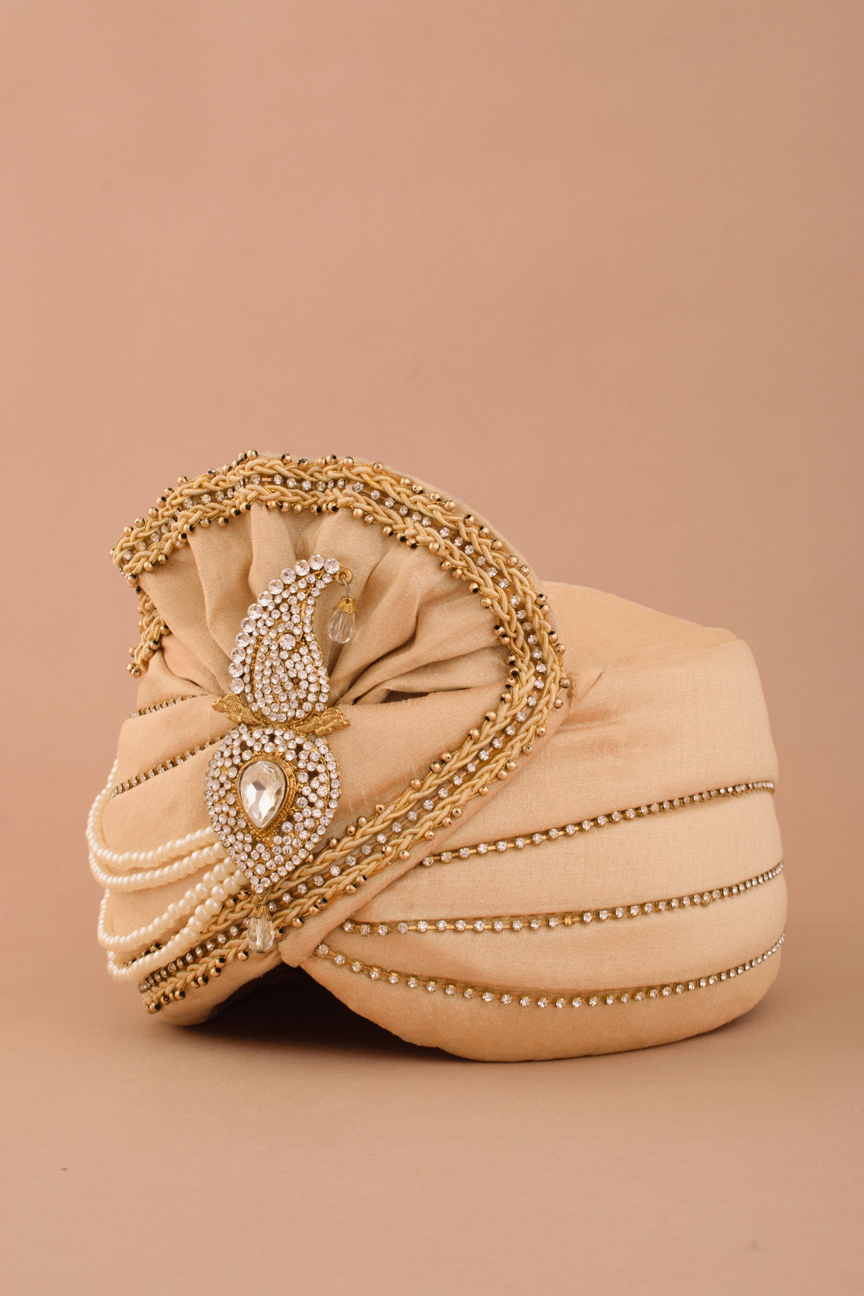 Buy Cloud Cream Safa with Embellished Paisley Brooch Online in the UK ...