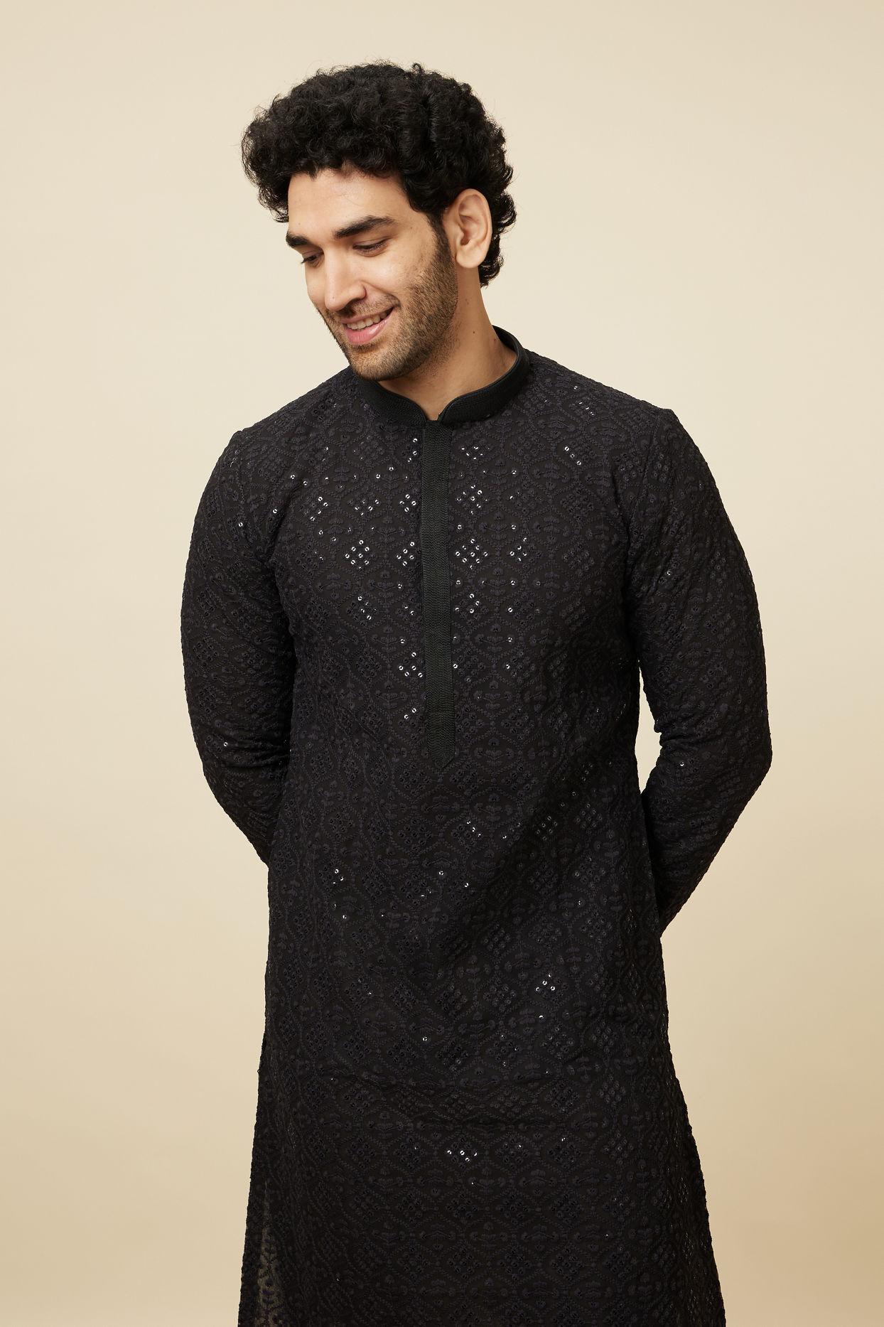 Buy Black Chikankari Kurta Set with Sequin Embroidery Online in India ...