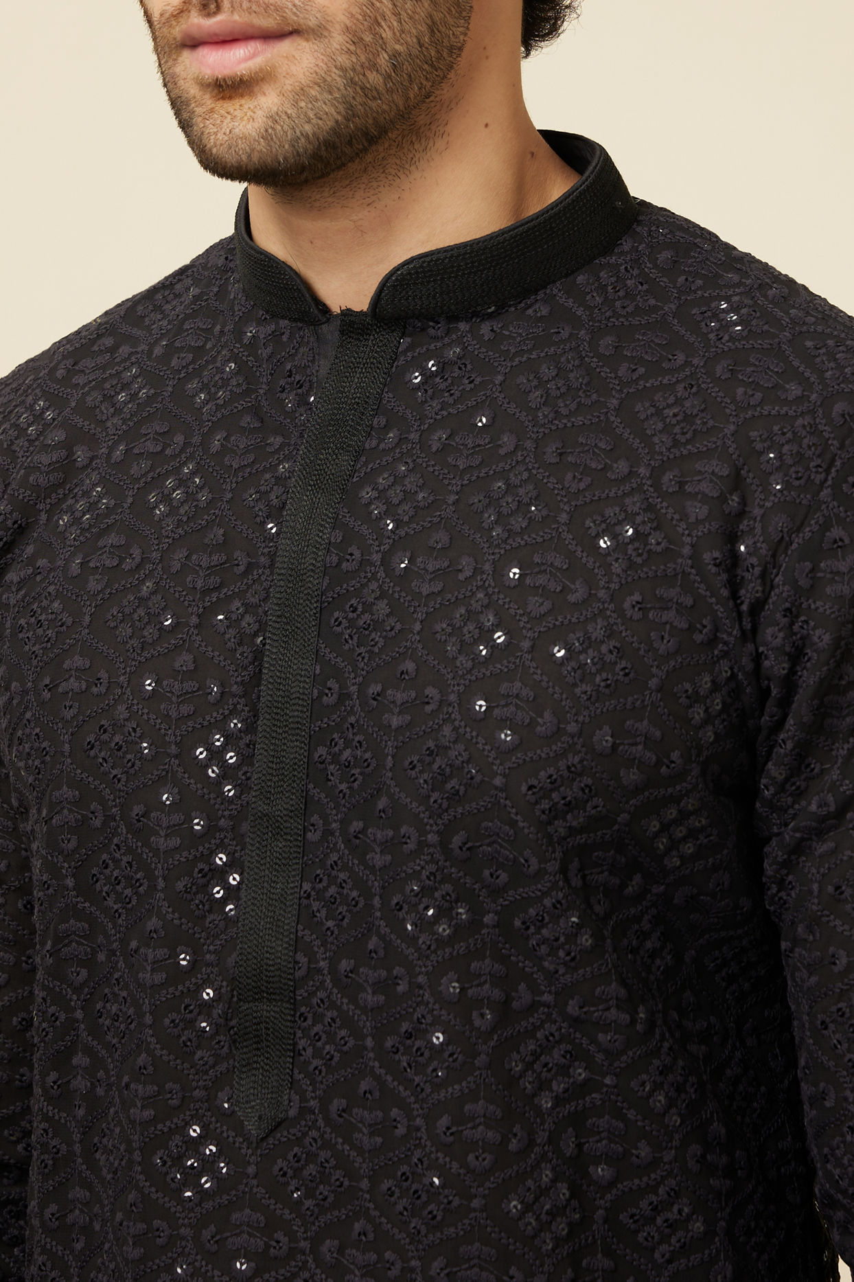 Buy Black Chikankari Kurta Set with Sequin Embroidery Online in India ...