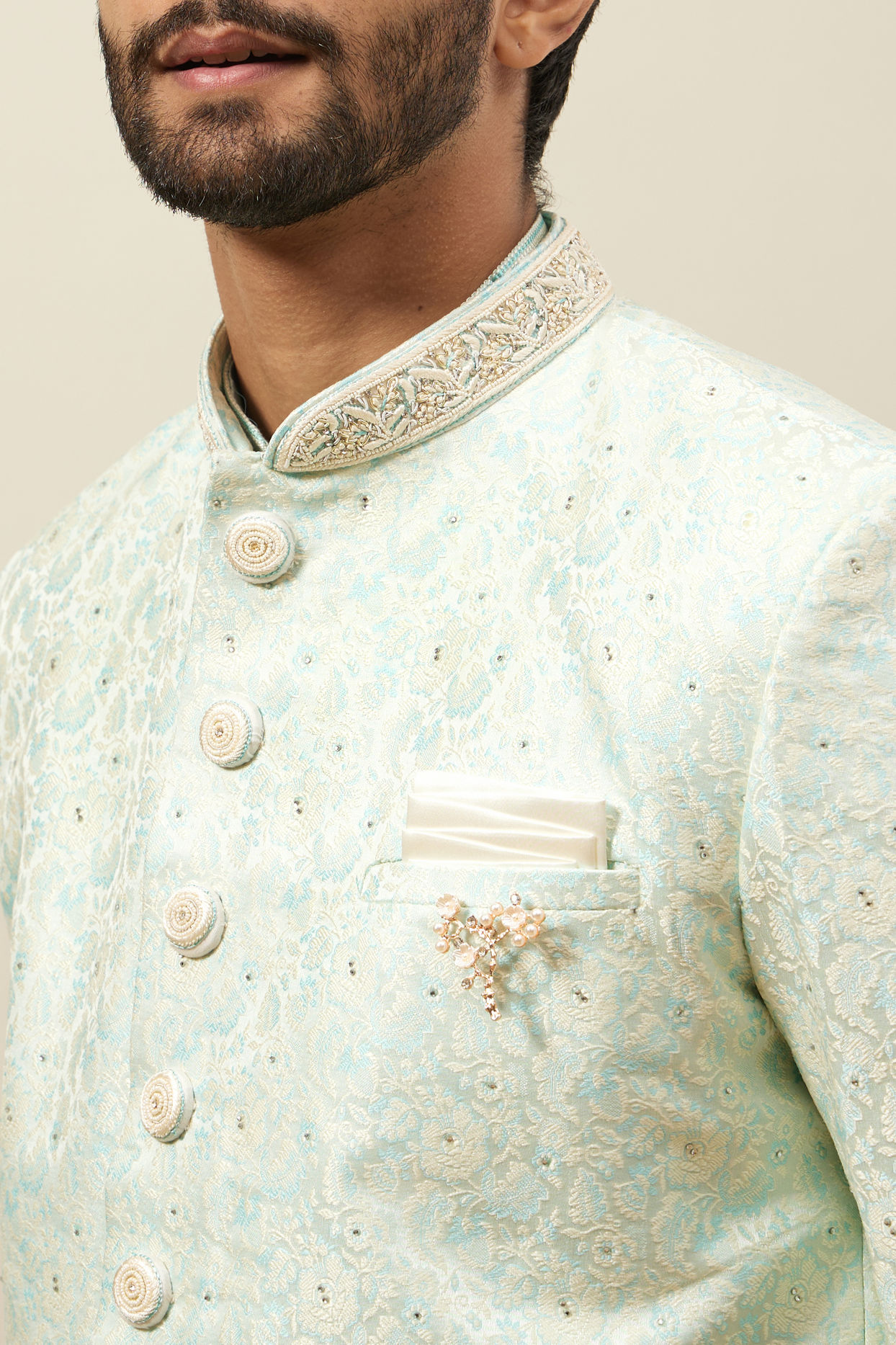 Buy Mint Julep Green Floral Patterned Indo Western Set Online in India ...