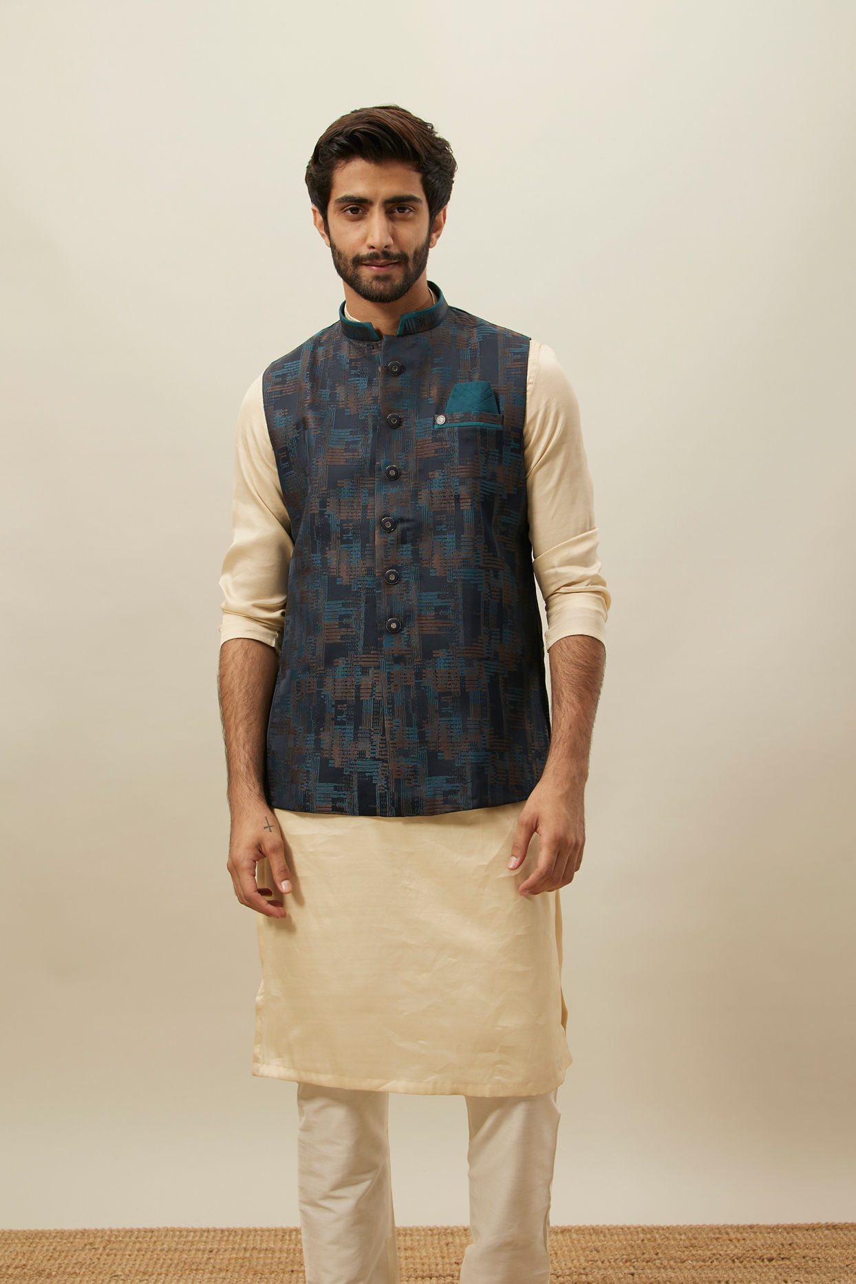 Buy Crystal Teal Blue Abstract Patterned Jacket Online in the UK ...