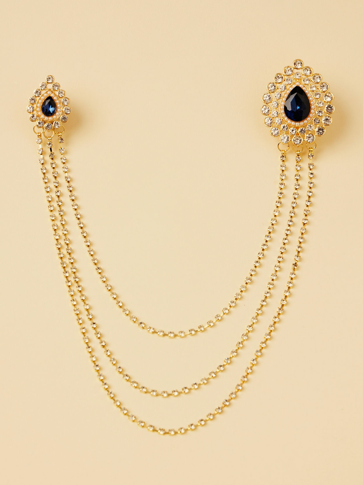 Buy Stone Studded Blue Brooch Online in the USA @Manyavar - Brooch for Men