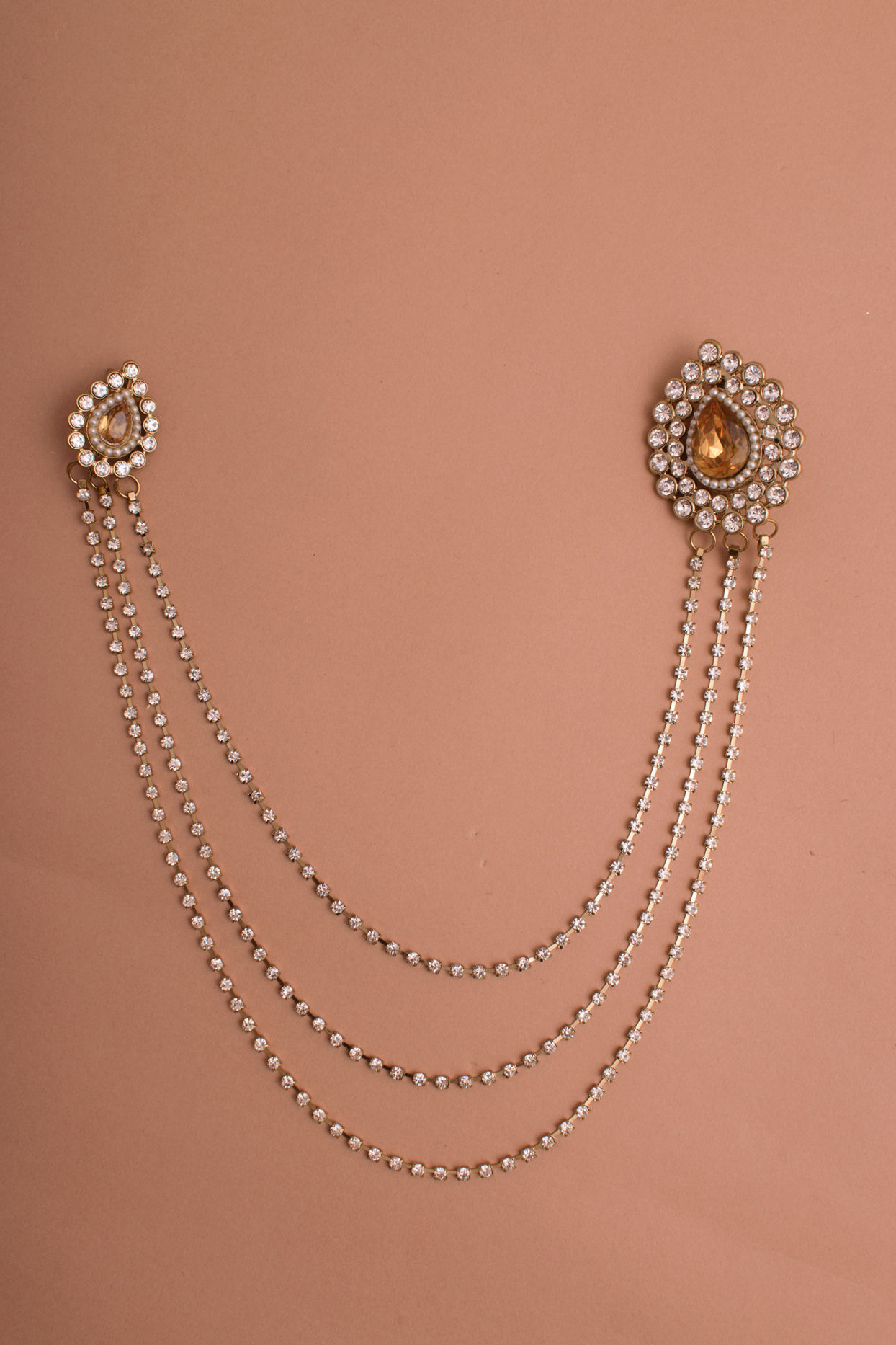 Buy Topaz Yellow Stone and Diamante Studded Chain Brooch Online in ...