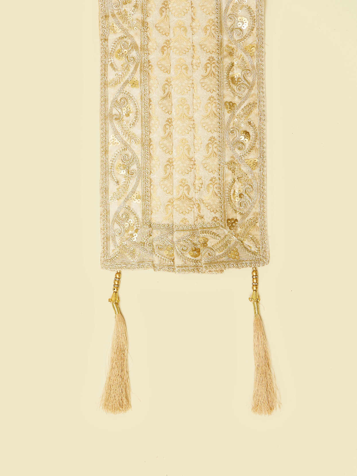 Buy Soft Beige Pleated Traditional Stole Online in the USA @Manyavar ...