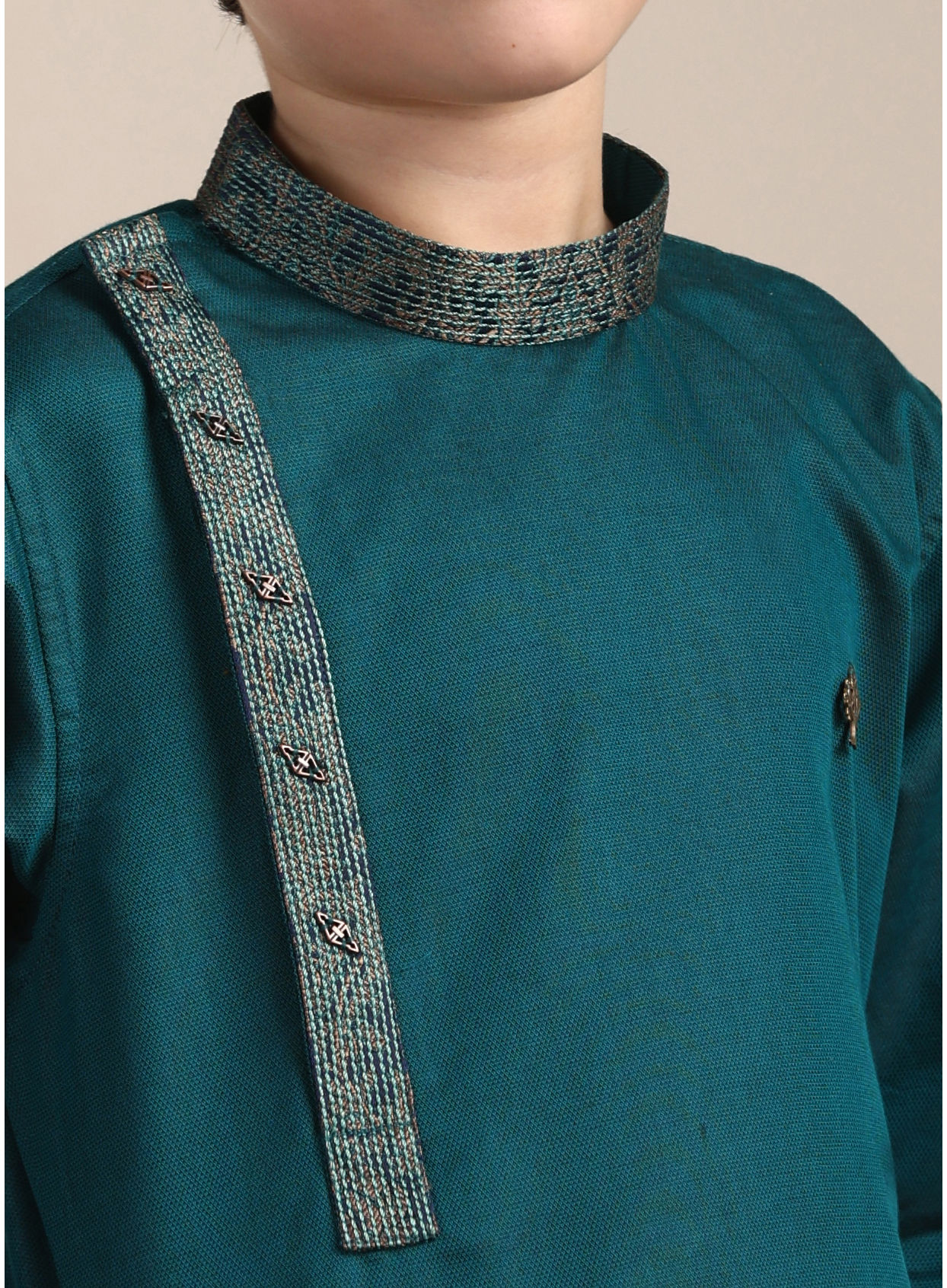 Buy Boys Hunter Green Angrakha Style Kurta Set Online in India ...