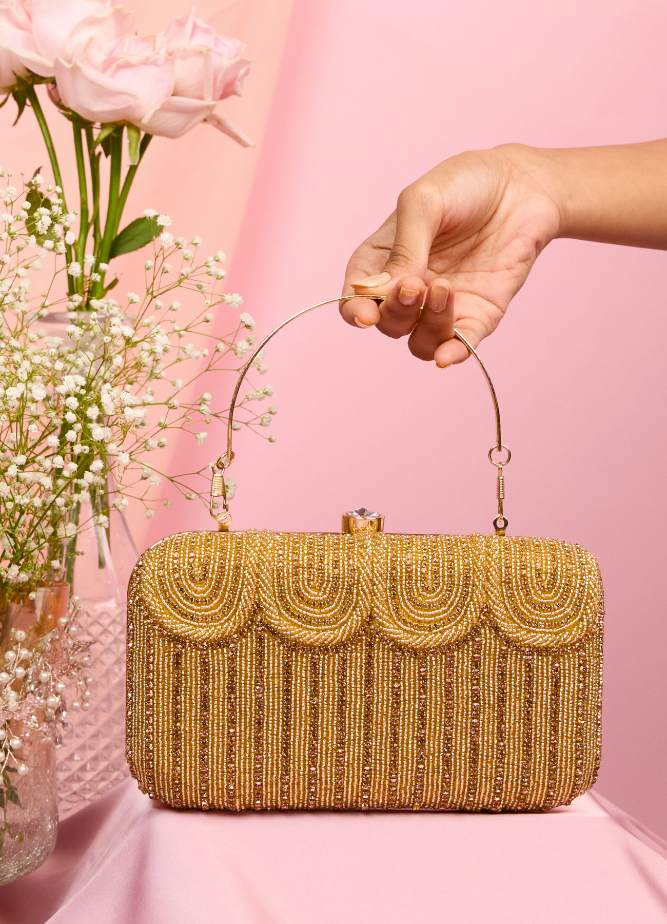 Buy Fawn Art Silk Clutch Bag Online in India @Mohey - Bag for Women