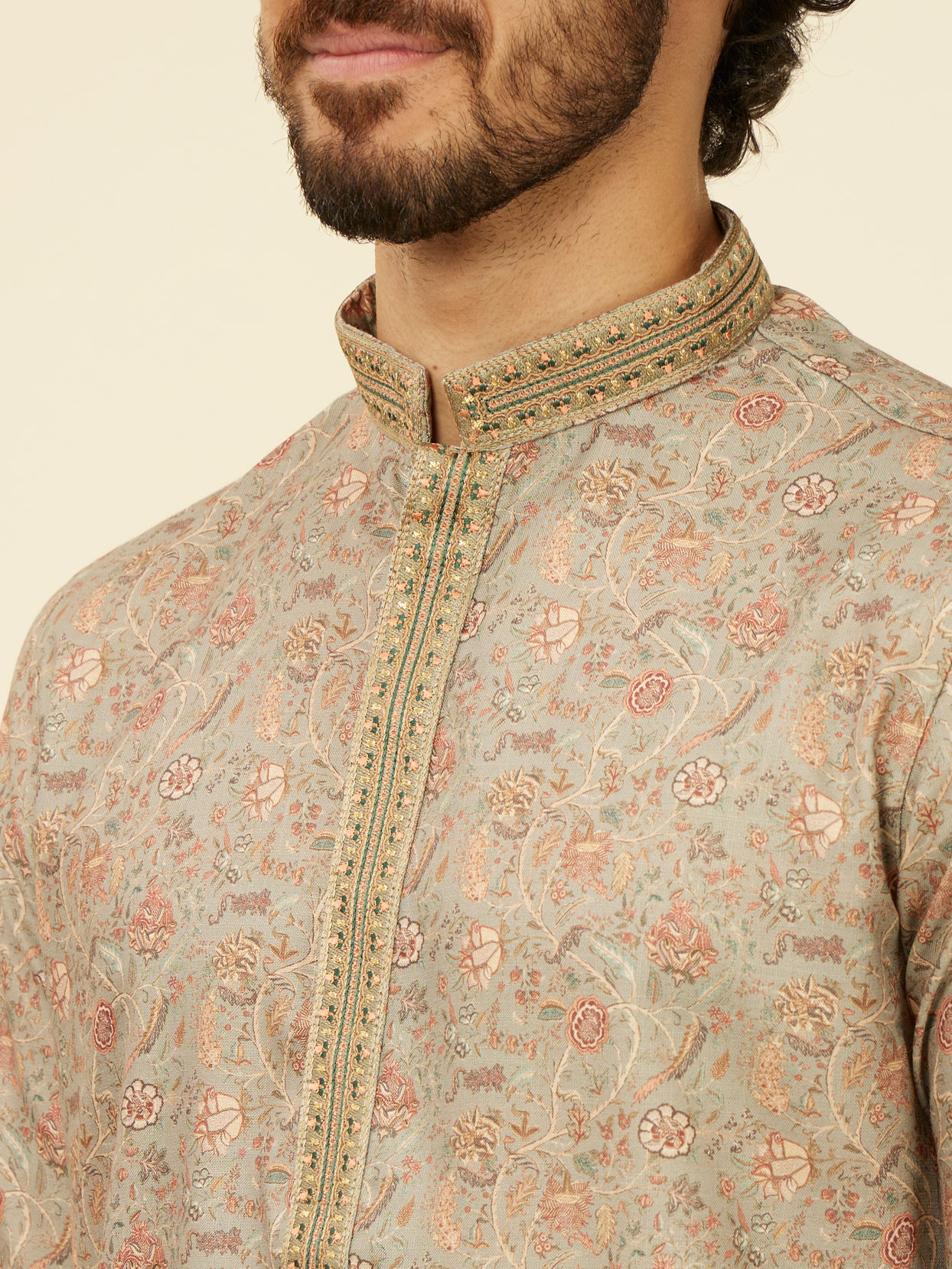 Buy Pista Green Bel Buti patterned Kurta Set Online in India @Manyavar ...