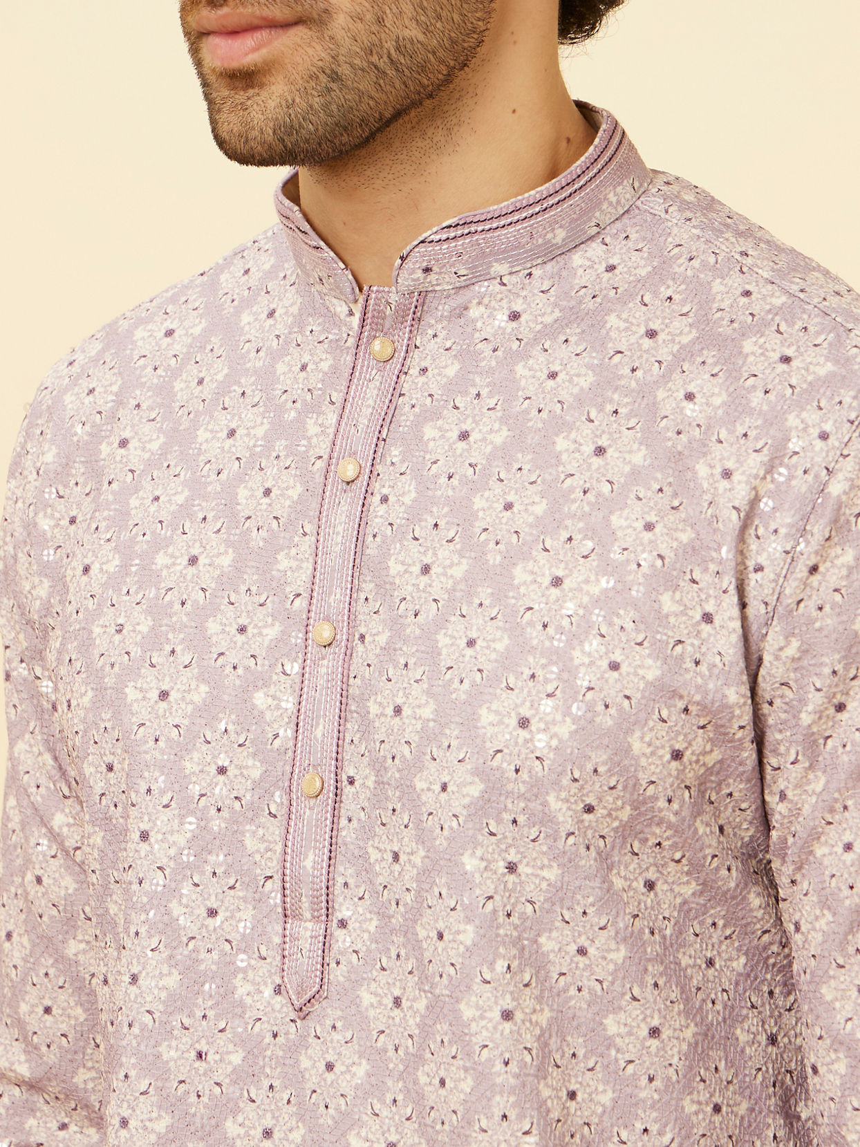 Buy Lavender Medallion Printed Kurta Set Online in India @Manyavar ...