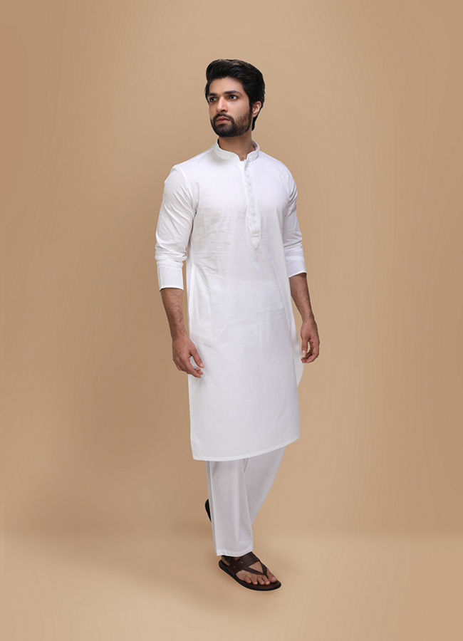 Kurta Pajama for Men - Buy Ivory White Plain Kurta Set Online @Manyavar