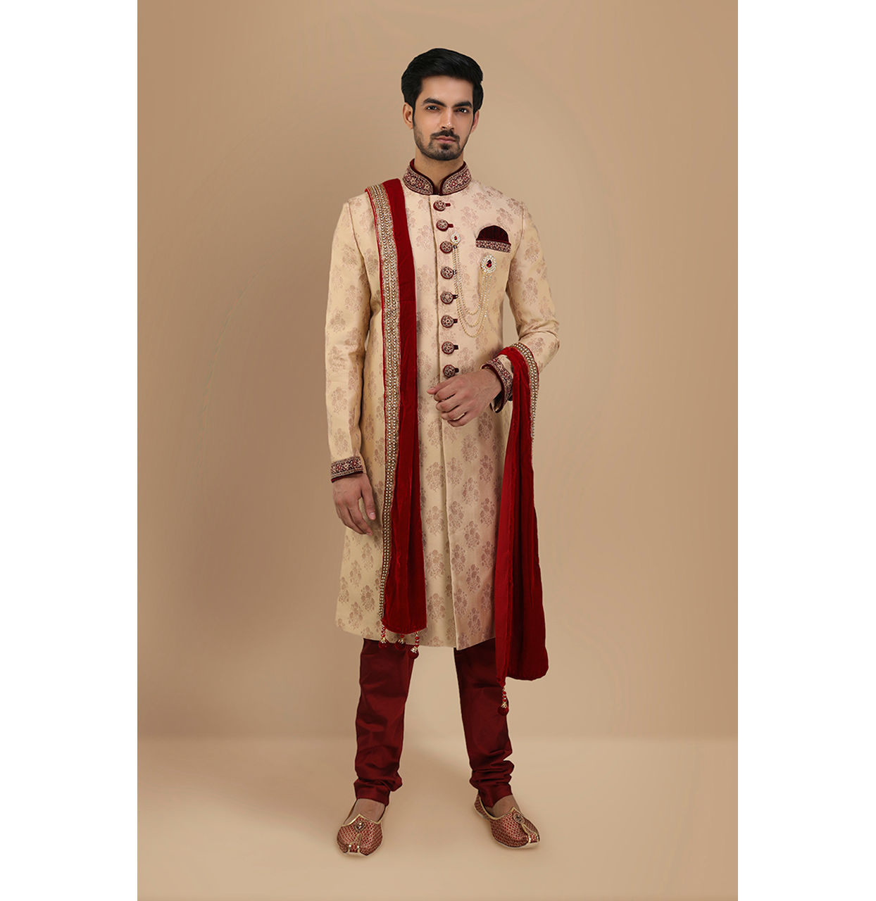 Buy Brilliant Fawn Sherwani Suit Online in India @Manyavar - Sherwani ...
