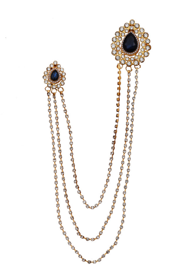 Brooch for Men - Buy Stone Studded Blue Brooch Online @Manyavar