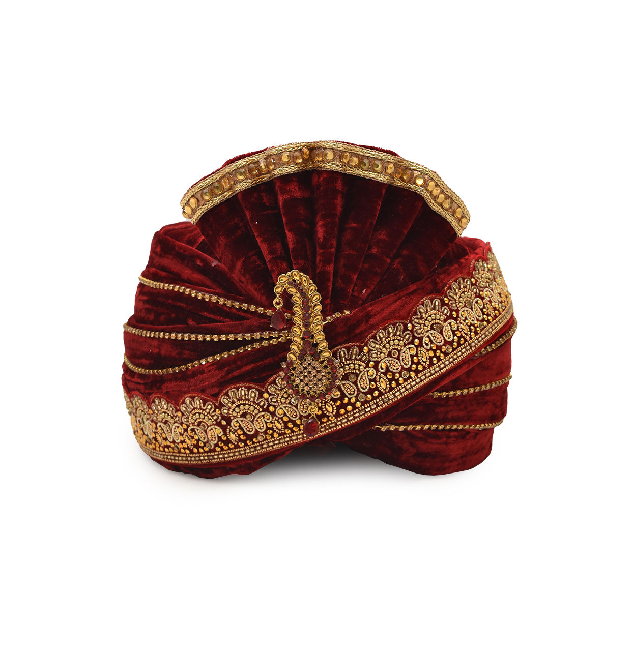 Buy Traditional Maroon Safa With Stone Studded Broach Online in India ...