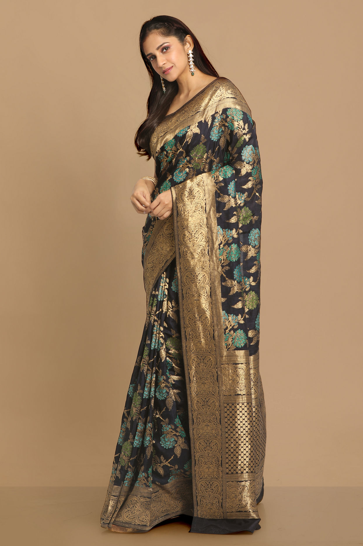 Buy Angelic Indigo Blue Saree Online in India @Mohey - Saree for Women