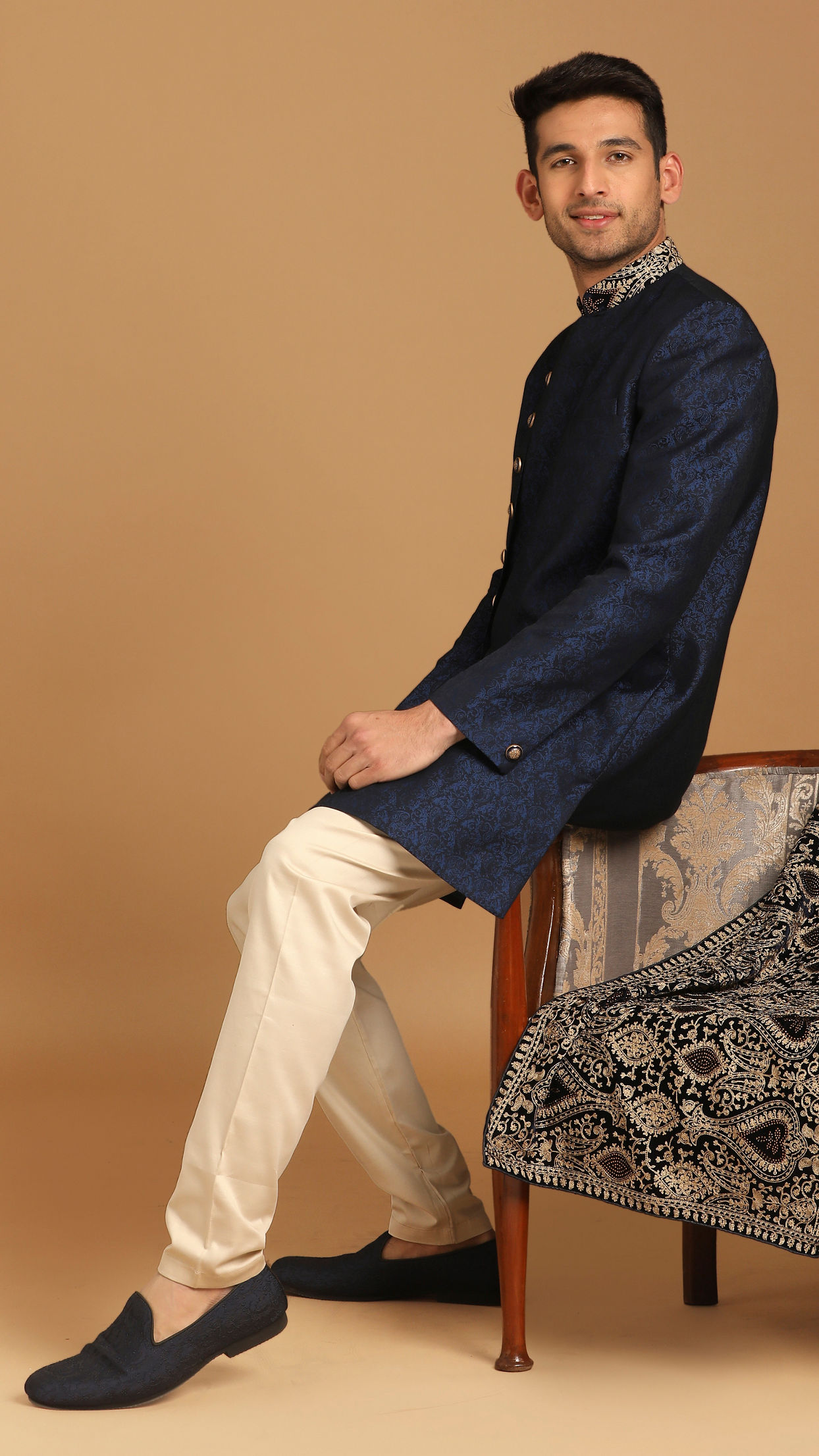 Indo Western for Men - Buy Dark Blue Indo Western With Dupatta Online ...