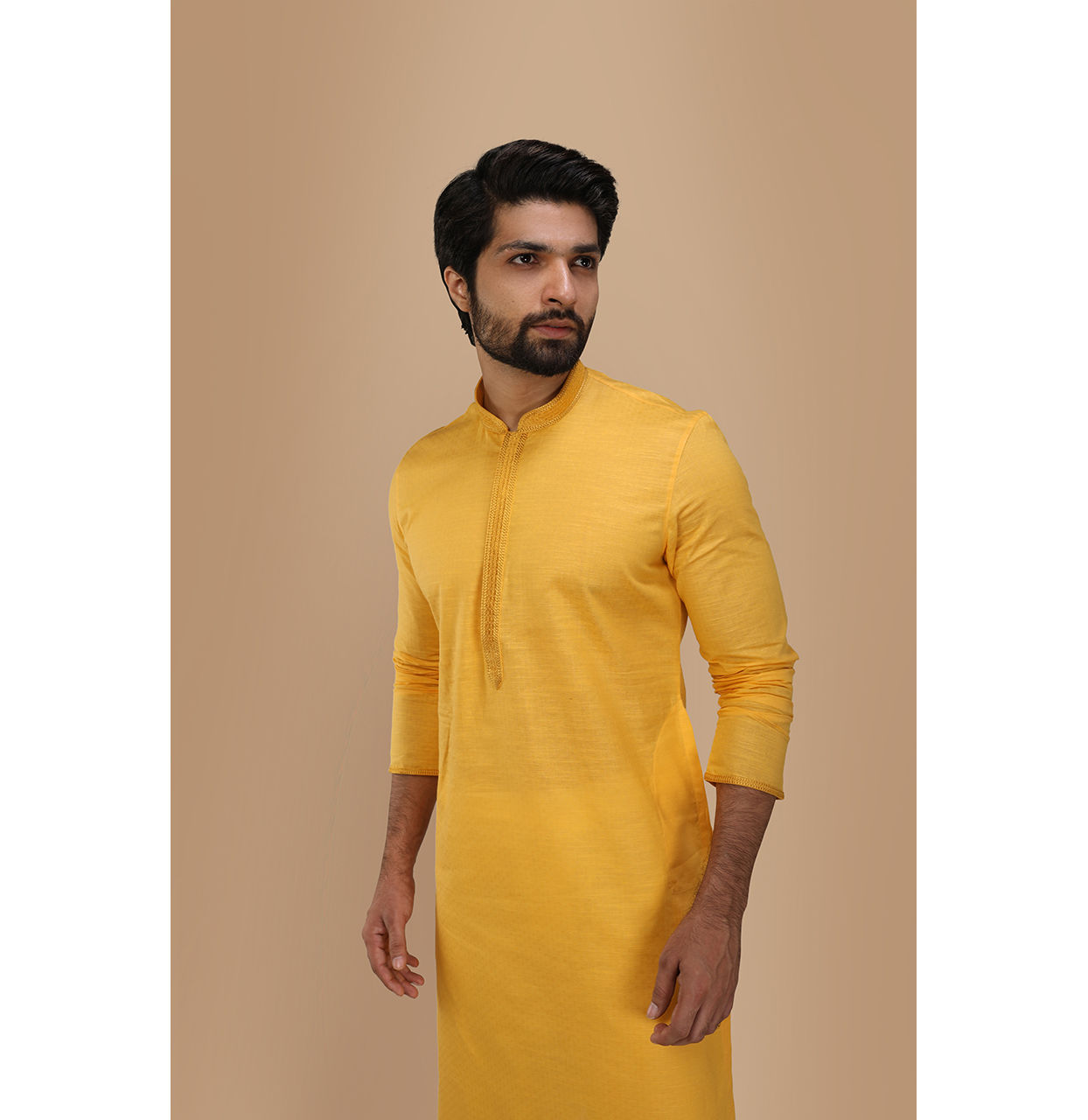 Buy Canary Yellow Solid Kurta Set Online in India @Manyavar - Kurta ...