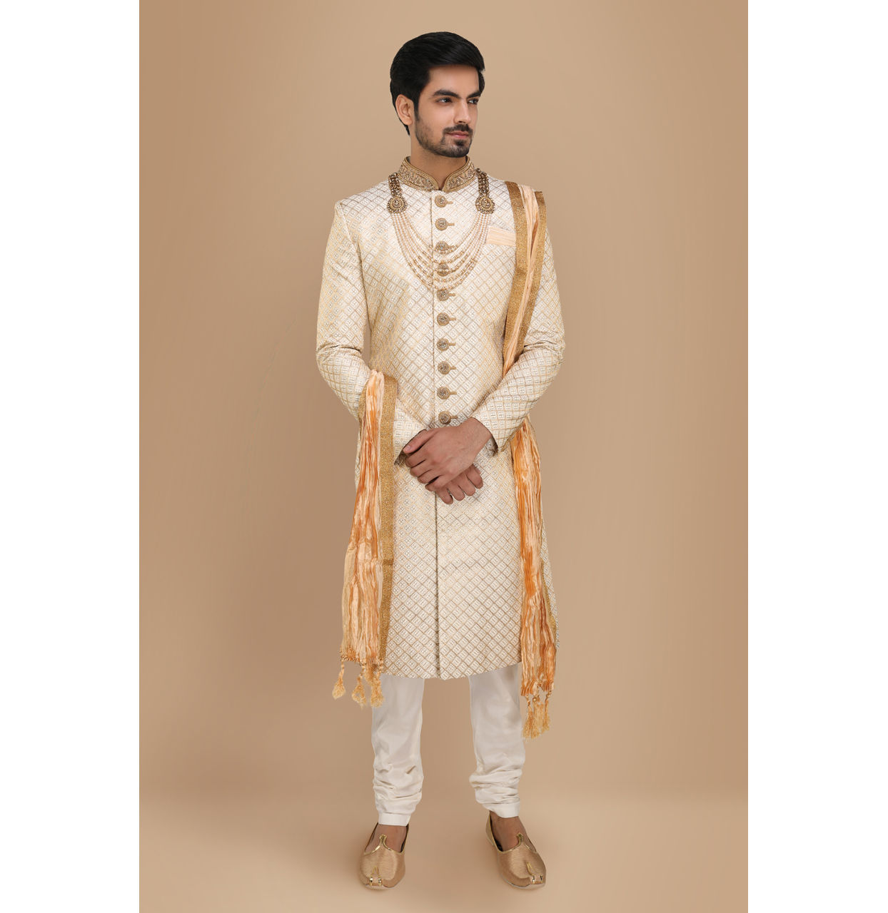 Buy Coveted Cream Traditional Sherwani Online @Manyavar - Sherwani for Men