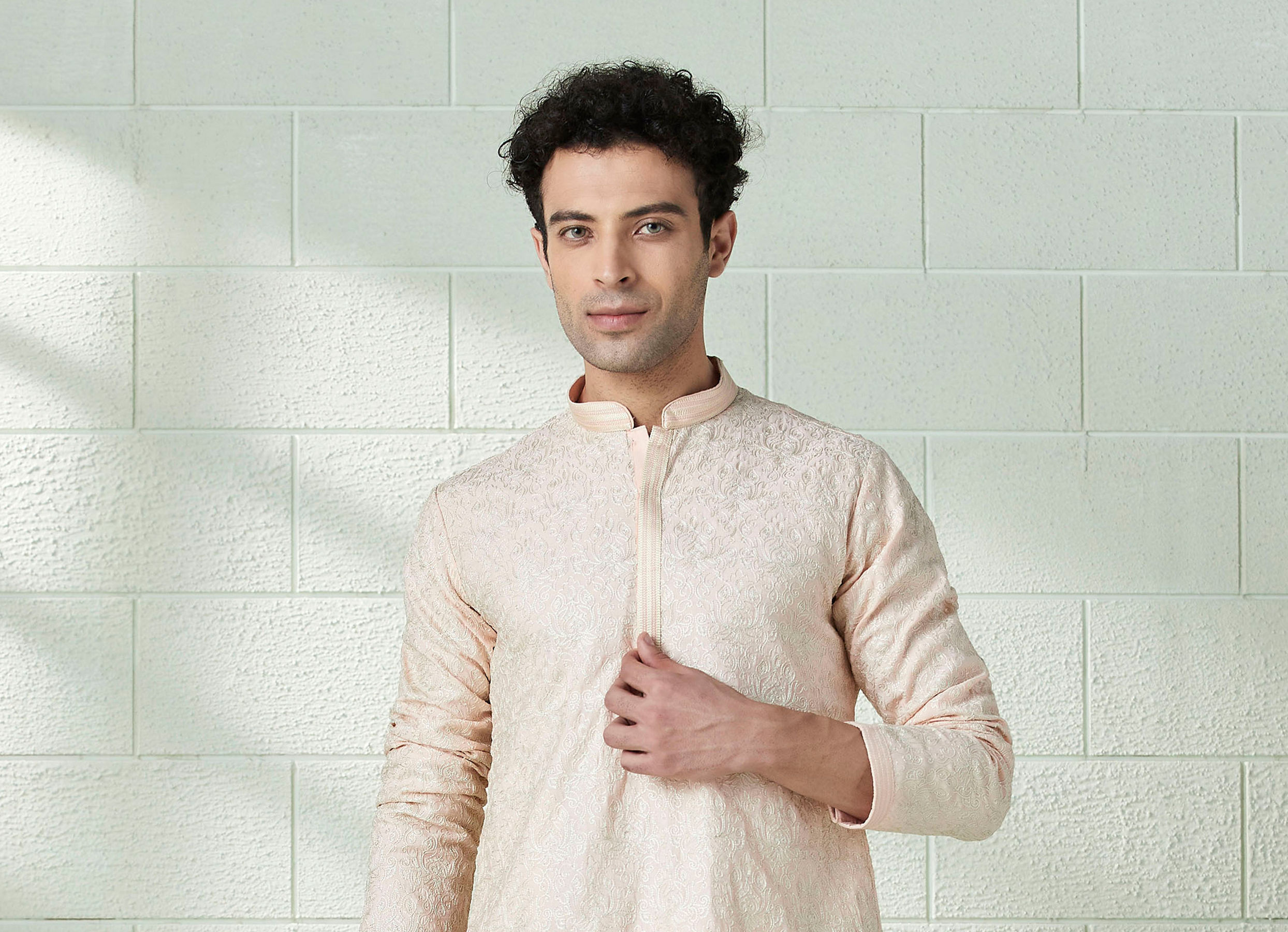 Buy Creole Pink Self Design Kurta Set Online in the UK @Twamev - Kurta ...