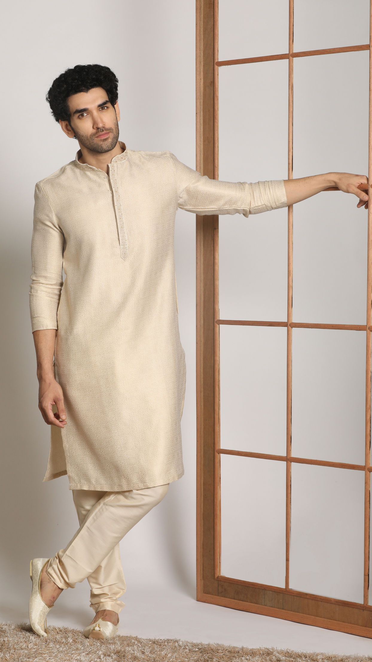 Buy Off White Festive Kurta With Printed Motifs Online in India ...
