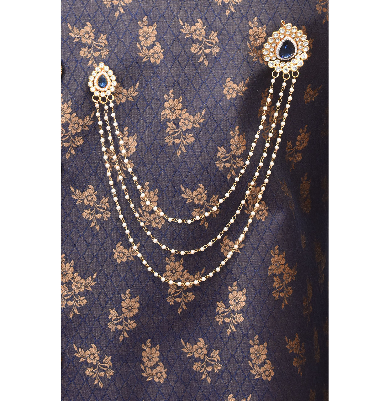 Brooch for Men - Buy Pearl and Stone Studded Blue Brooch Online @Manyavar