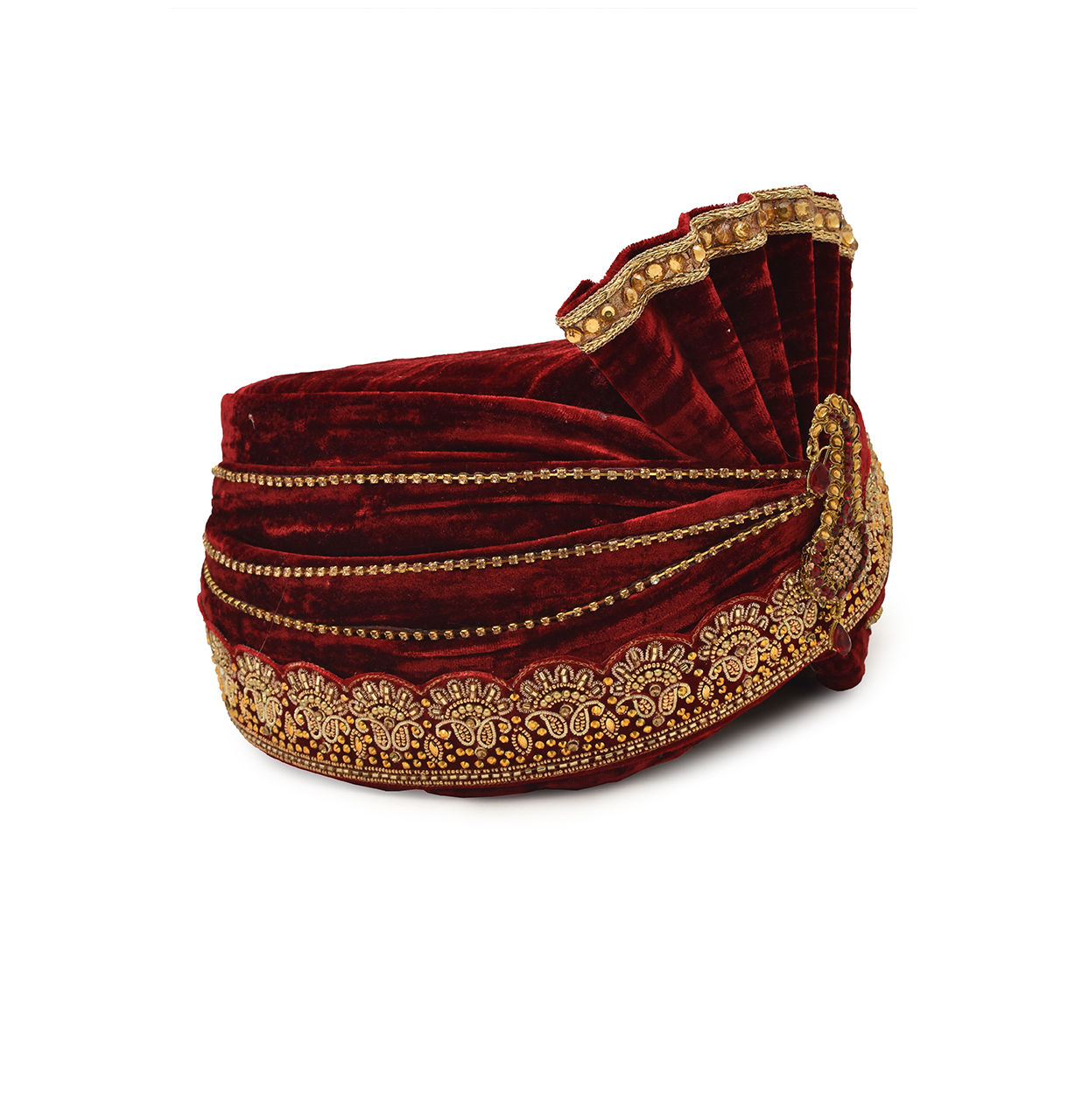 Buy Traditional Maroon Safa With Stone Studded Broach Online in India ...
