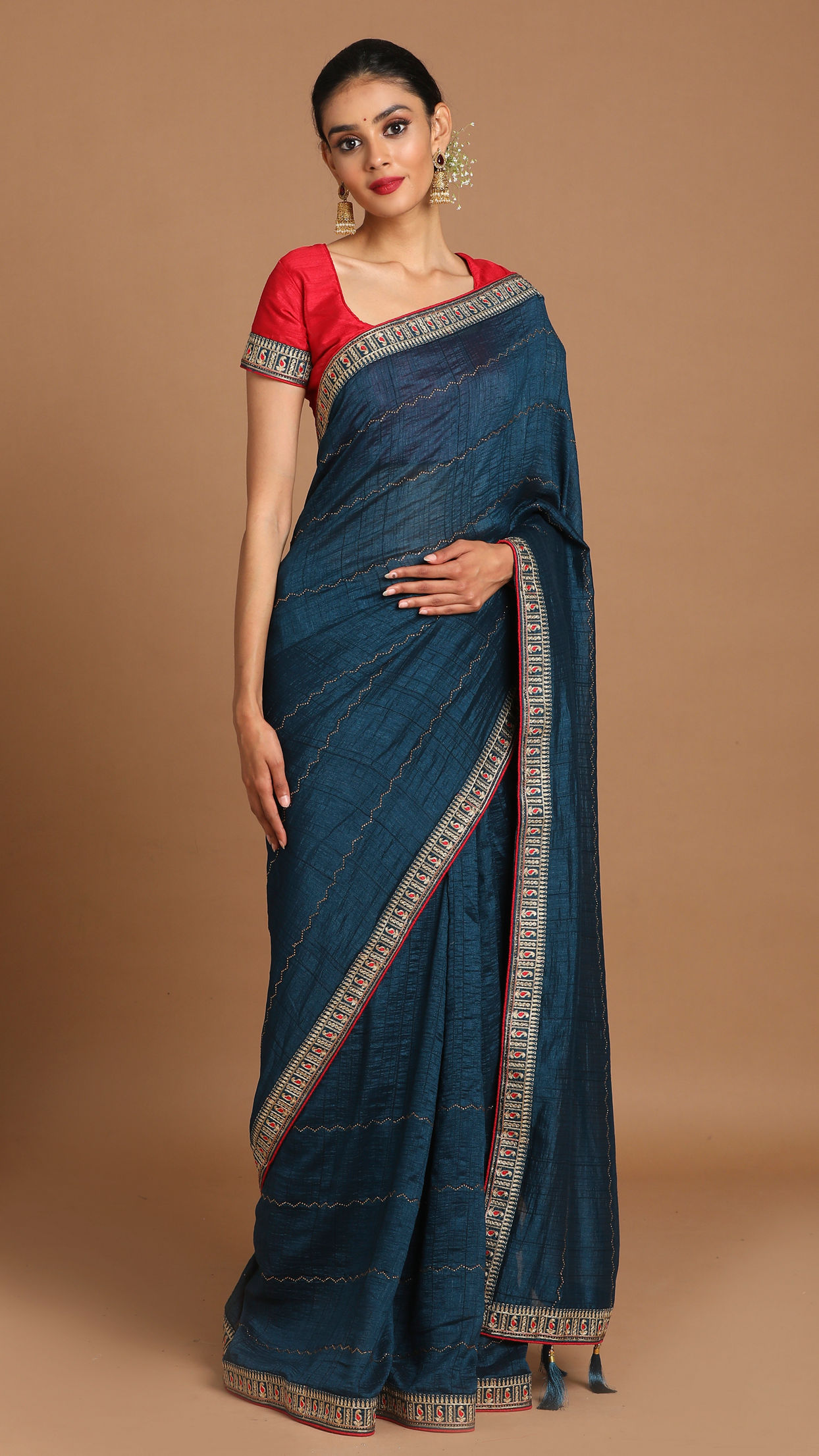 Buy Graceful Blue Saree Online in the USA @Mohey - Saree for Women