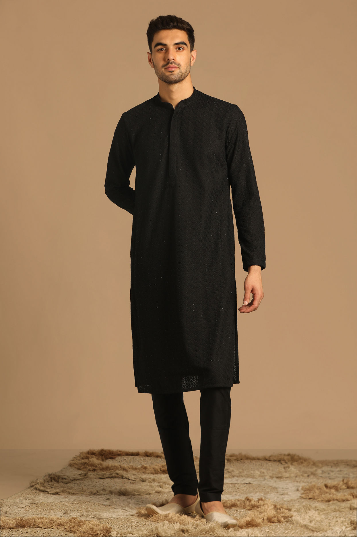 Buy Chikankari Black Kurta Set Online in India @Manyavar - Kurta Pajama ...