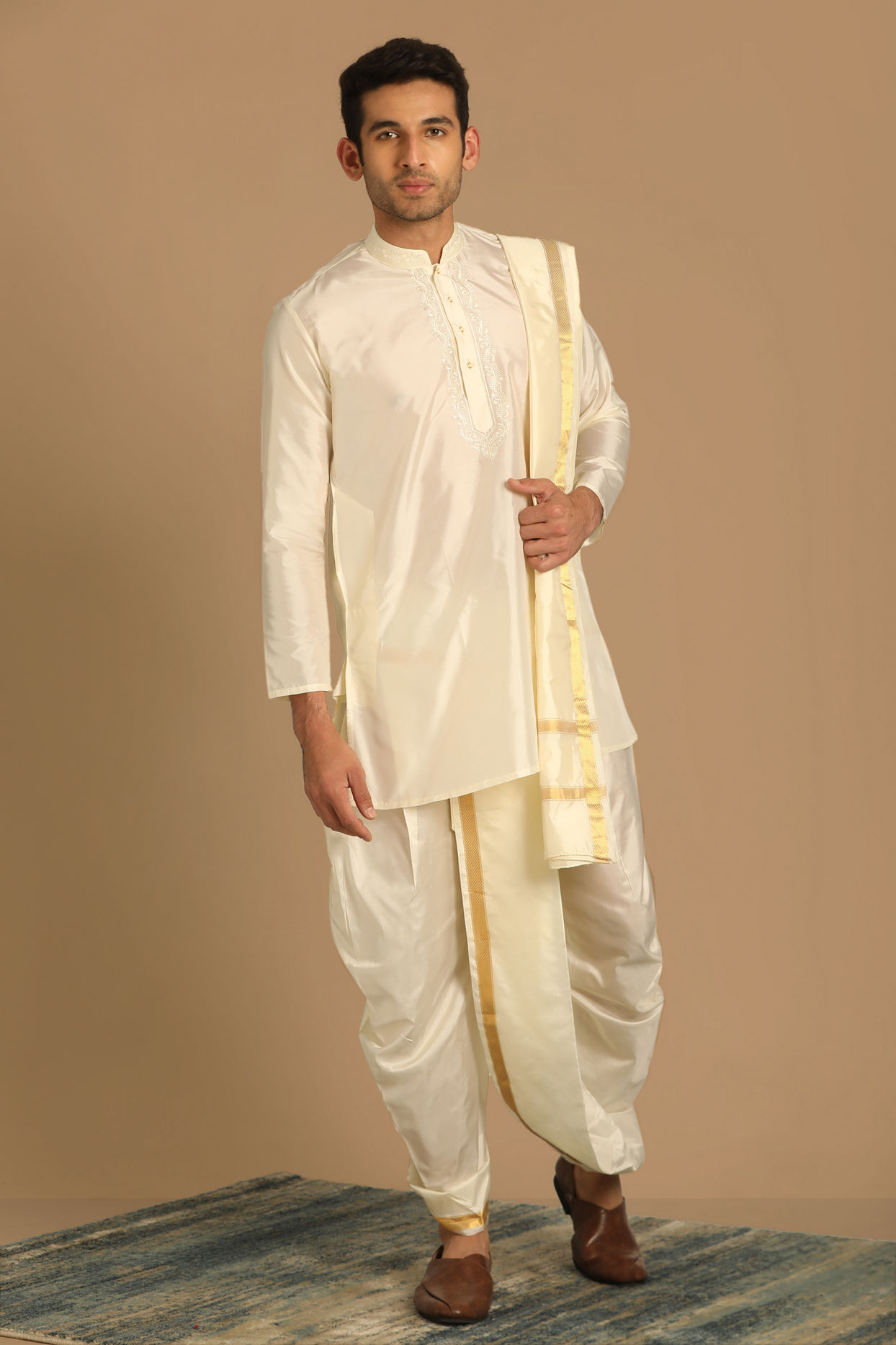 Kurta Pajama for Men - Buy Traditional South White Dhoti Set Online ...