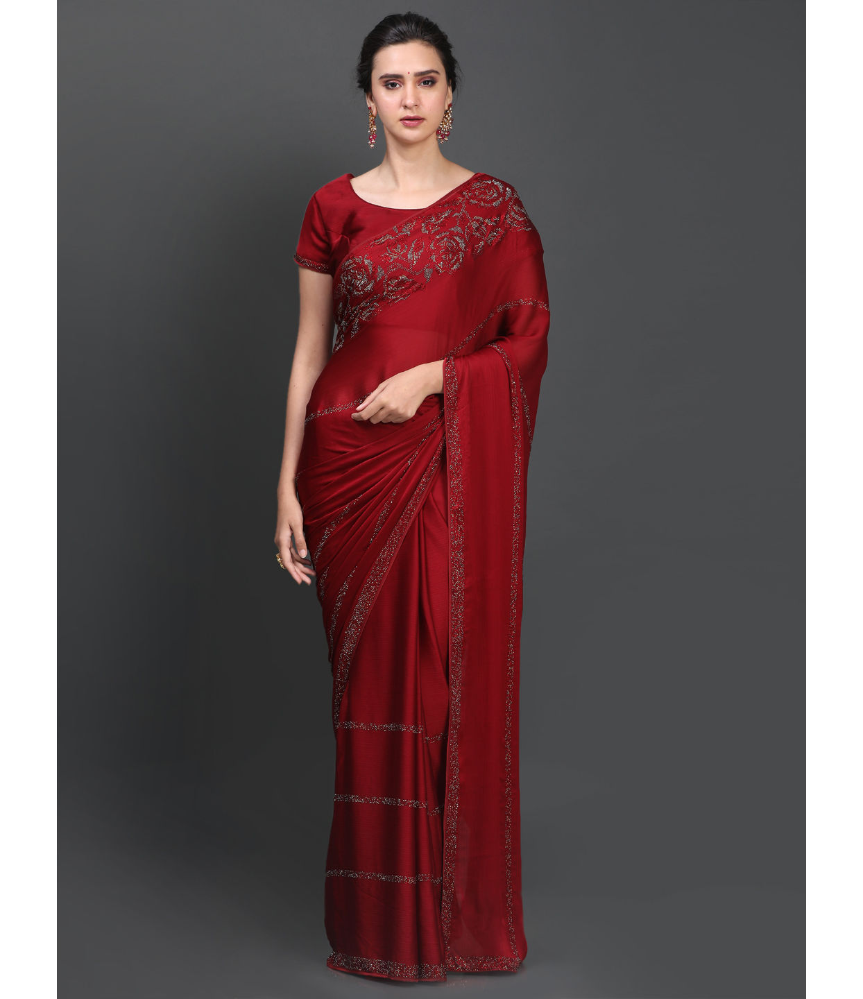 Buy Mesmerizing Maroon Saree Online in India @Mohey - Saree for Women