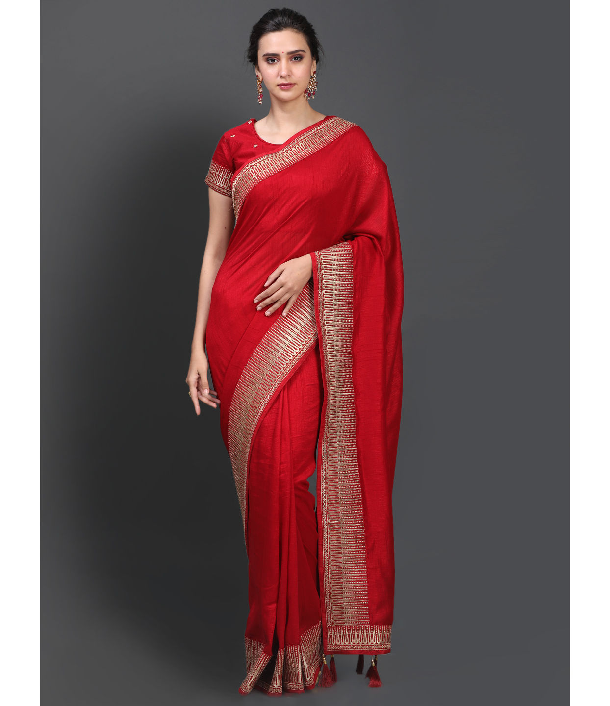 Buy Decadent Dark Red Saree Online in India @Mohey - Saree for Women