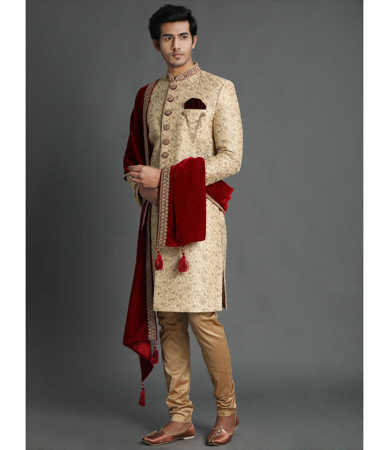Sherwani for Men - Buy Aristocratic Fawn Color Sherwani Suit Online ...