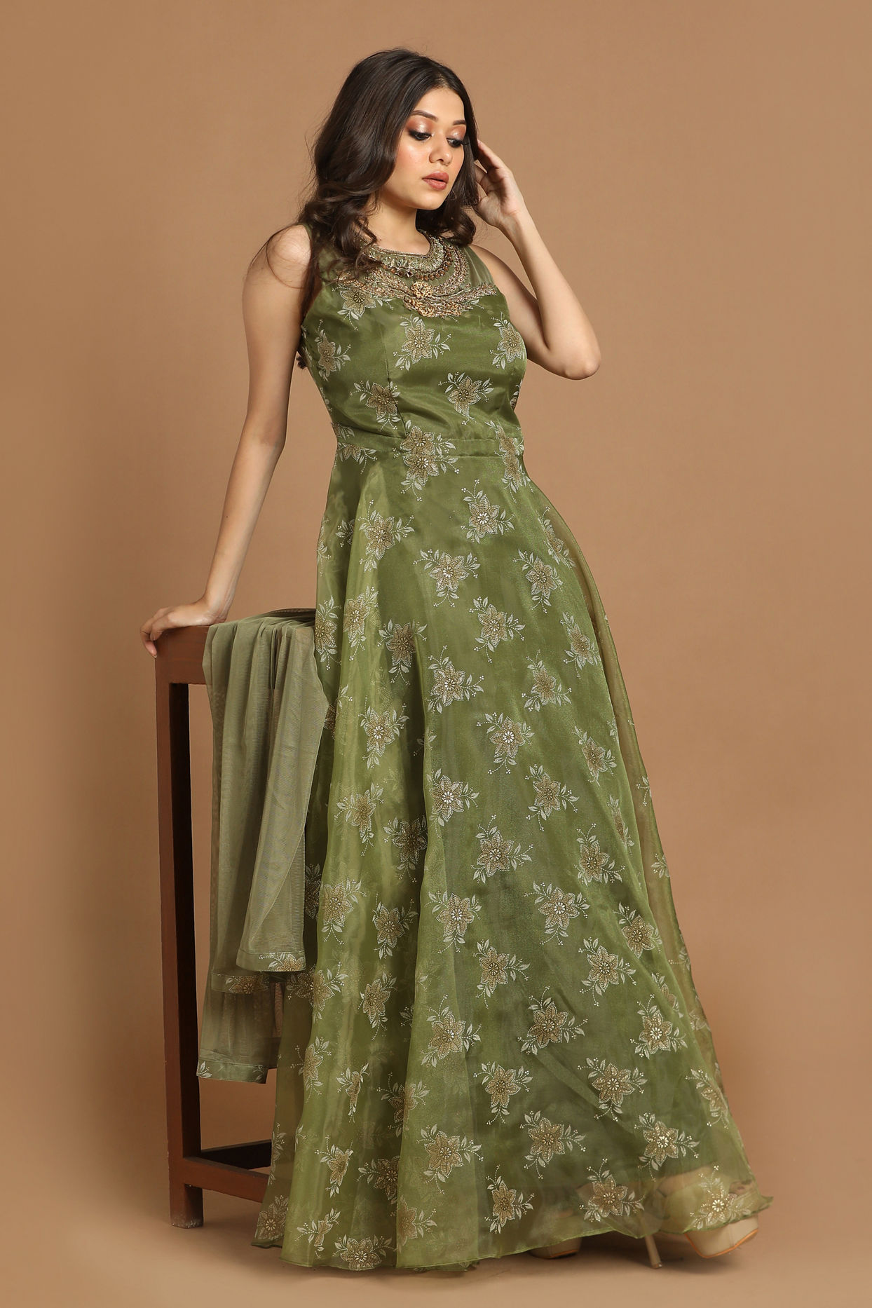 Indo Western for Women - Buy Outlandish Pista Gown Online @Mohey