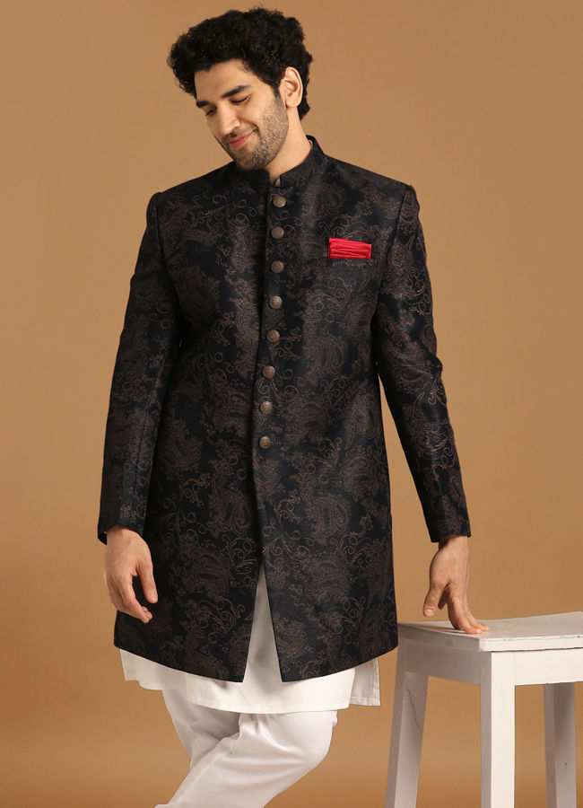 Buy Dapper Blue Indo Western Online in India @Manyavar - Indo Western ...