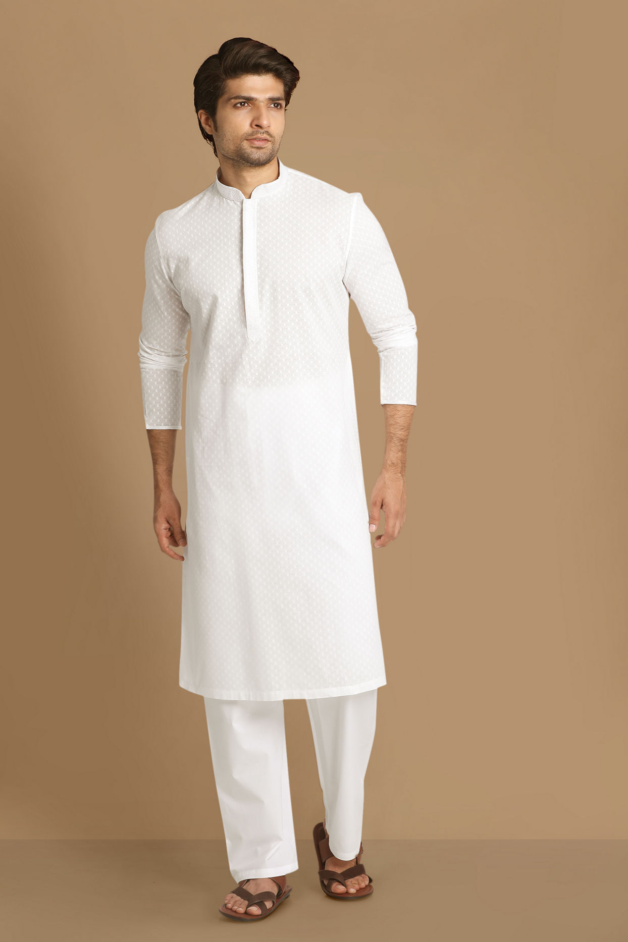 Buy Classic White Kurta Set Online in the USA @Manyavar - Kurta Pajama for Men