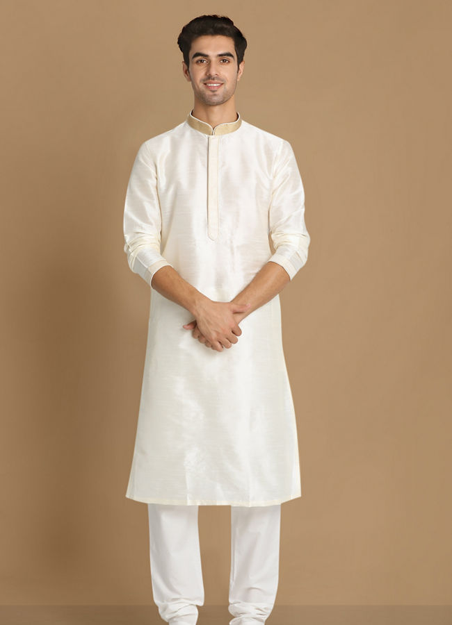 Buy Off White Plain Kurta Set Online in India @Manyavar - Kurta Pajama ...