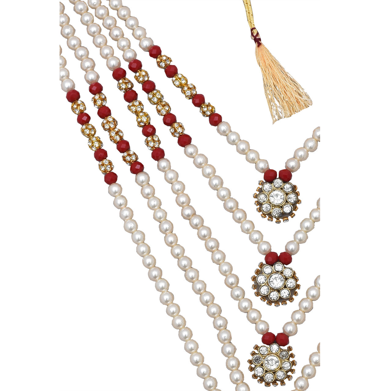 Buy Layered Gold And Red Mala Online in India @Manyavar - Mala for Men