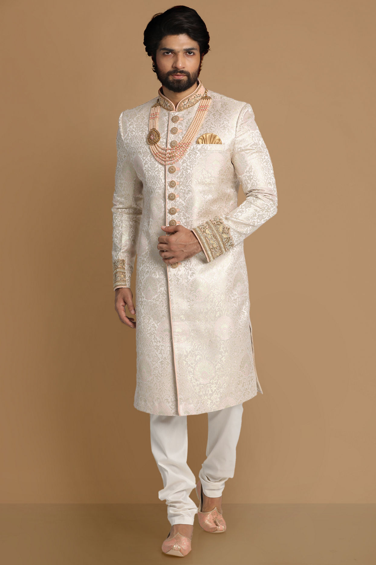 Buy Subtle Pink Wedding Sherwani Online in India @Manyavar - Sherwani ...
