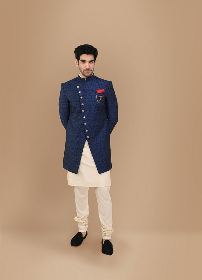Buy Alluring Blue Party Wear Indo Western Set Online in India @Manyavar - Indo Western for Men