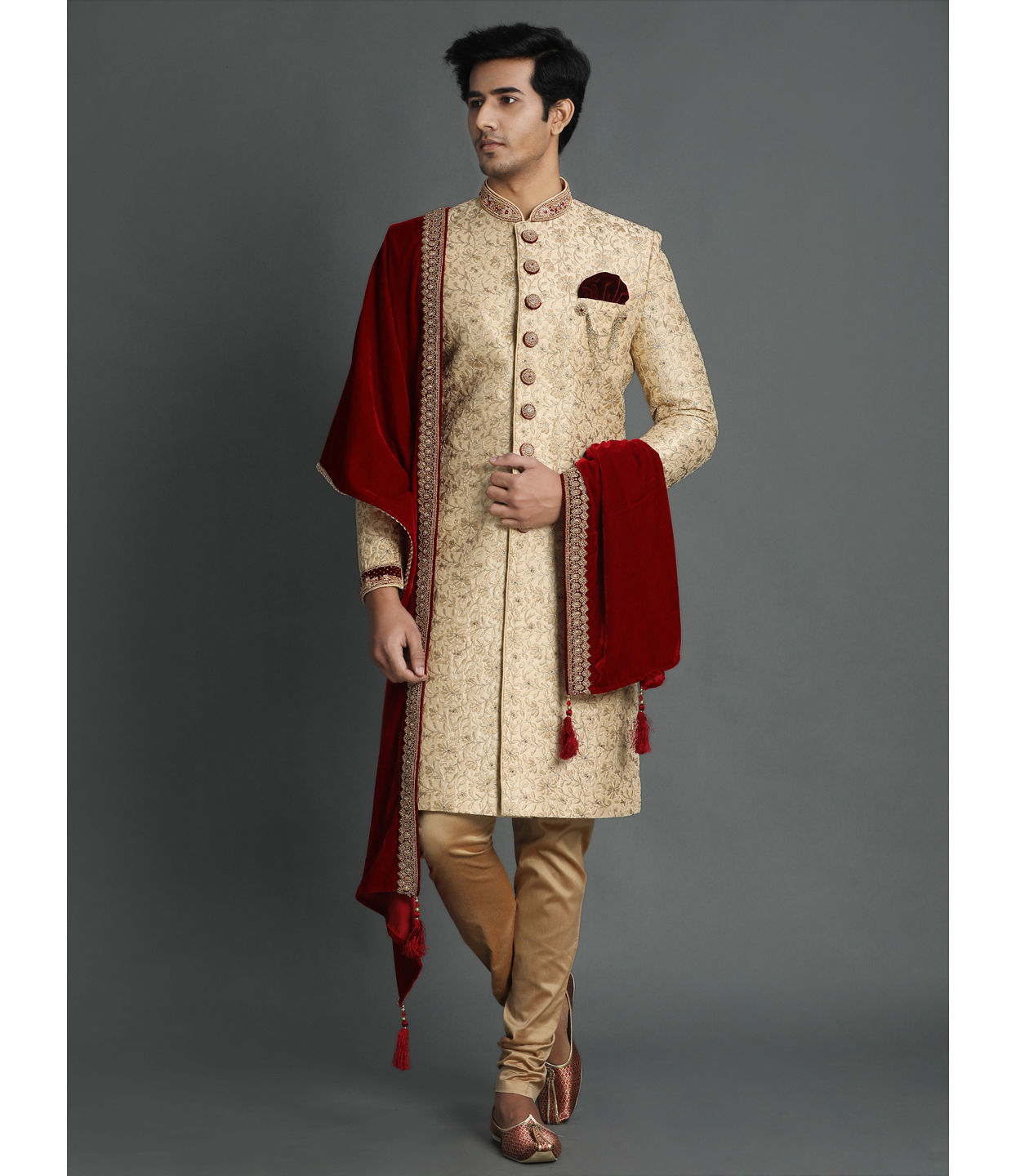 Buy Aristocratic Fawn Color Sherwani Suit Online in India @Manyavar ...