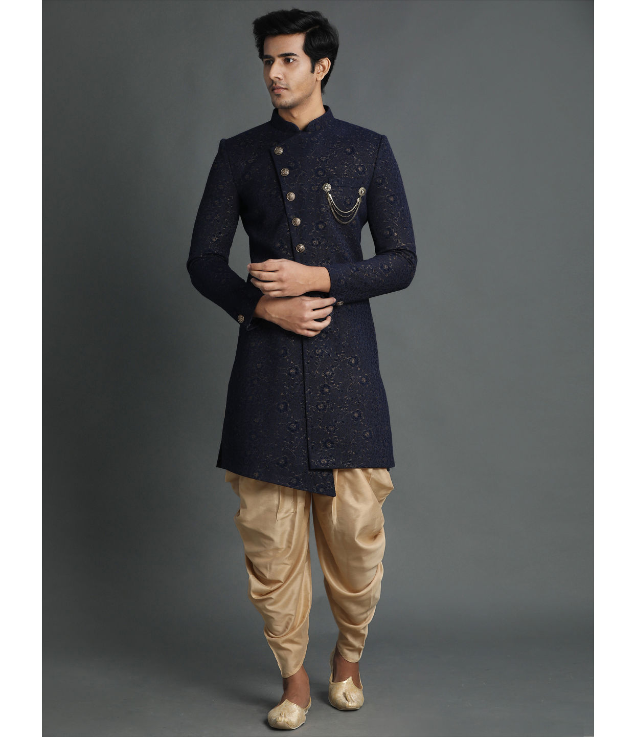Buy Appealing Dark Blue Indo Western Set Online in the USA @Manyavar ...