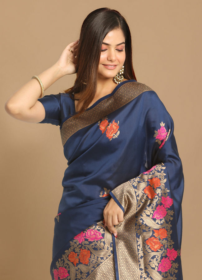 Buy Trendy Indigo Blue Saree Online in India @Mohey - Saree for Women