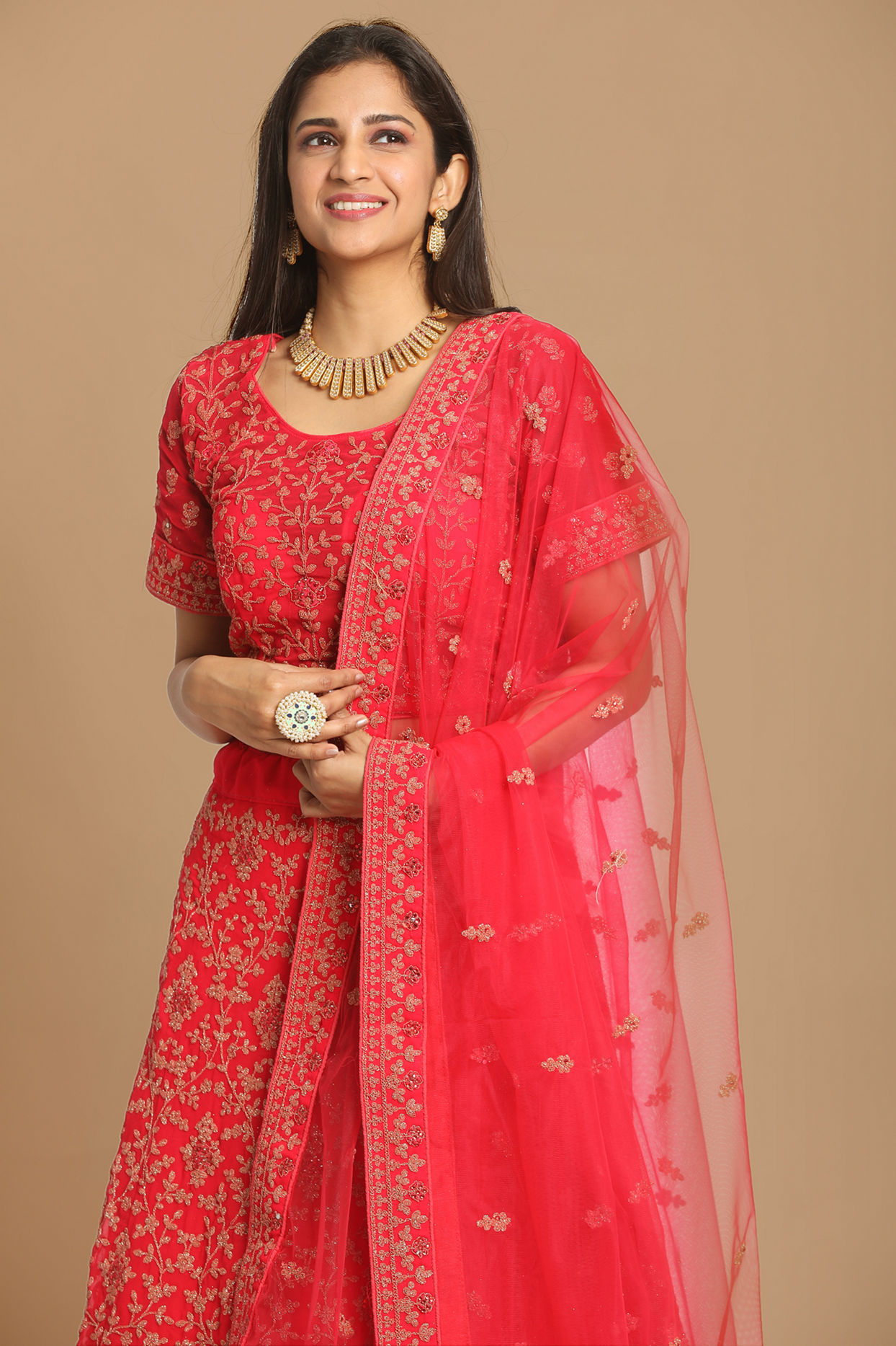Buy Ravishing Red Bridal Lehenga Online in Canada @Mohey - Lehenga for ...