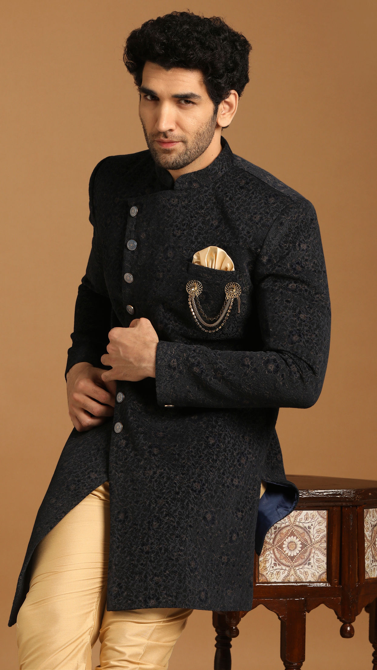Buy Bold Blue Indo Western Set Online in India @Manyavar - Indo Western for Men