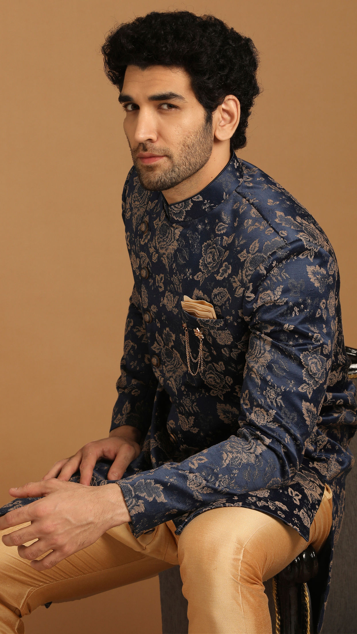 Buy Elegant Dark Blue Indo Western Online in India @Manyavar - Indo ...