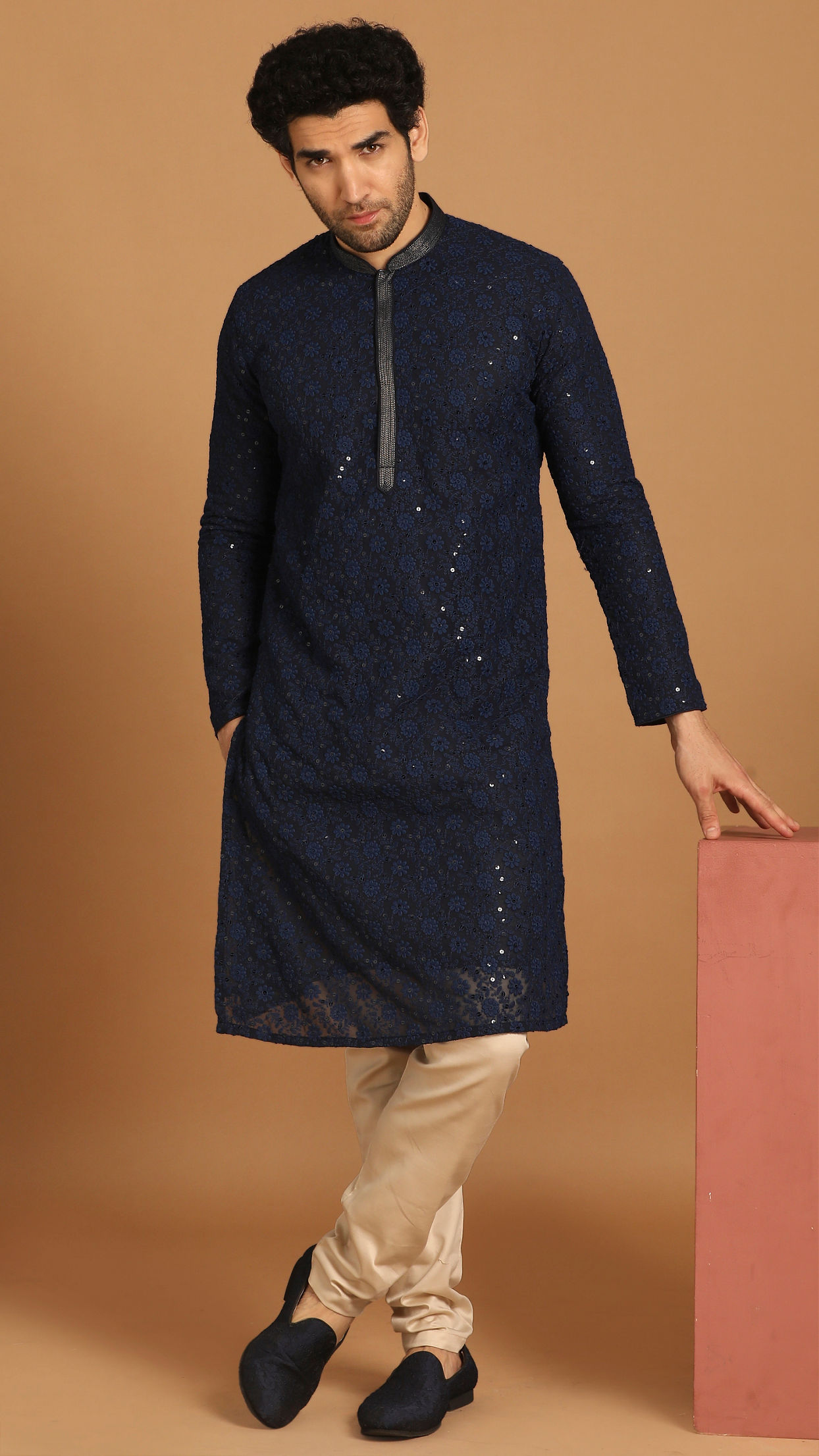 Buy Blue Georgette Kurta Set Online in India @Manyavar - Kurta Pajama ...